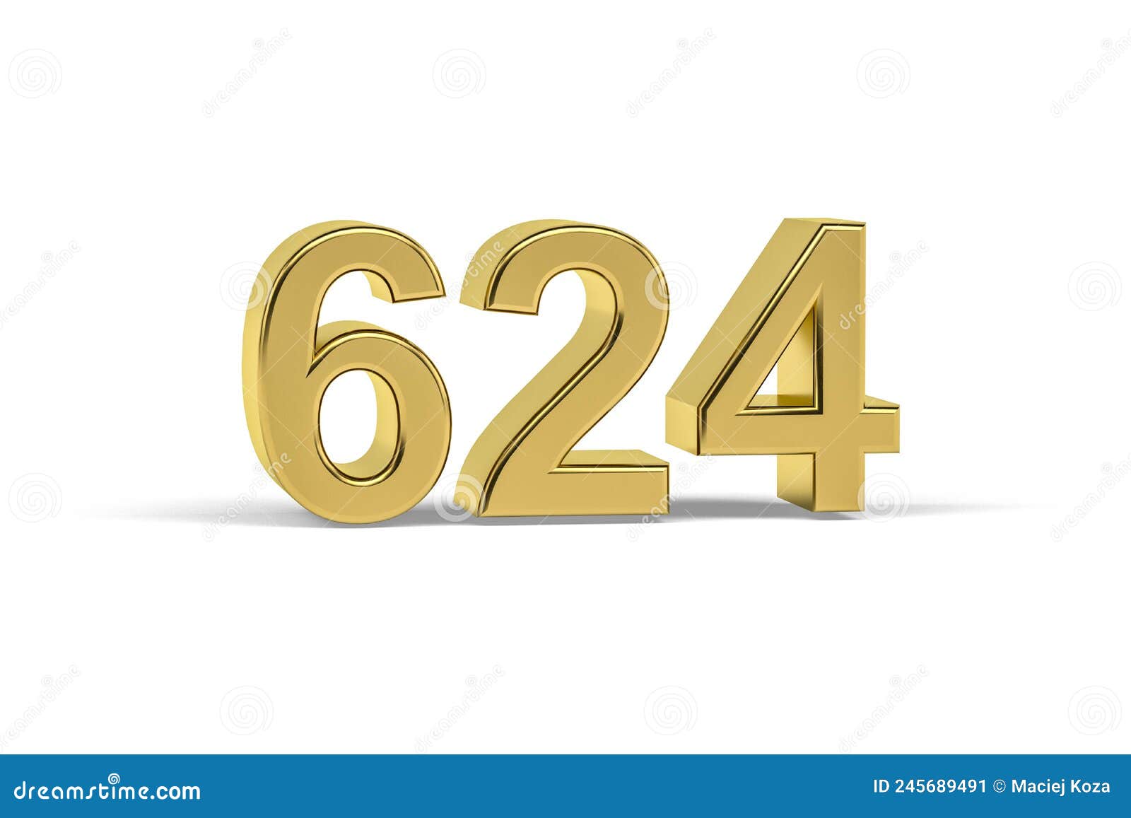 Golden 3d Number 624 - Year 624 Isolated On White Background Royalty ...
