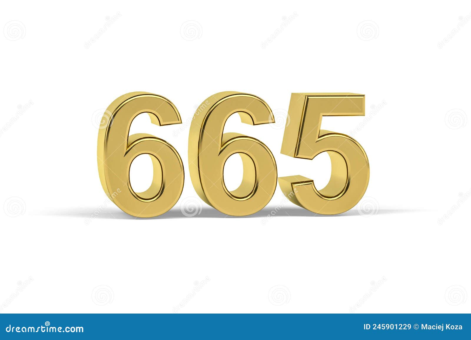 Golden 3d Number 665 - Year 665 Isolated on White Background Stock ...
