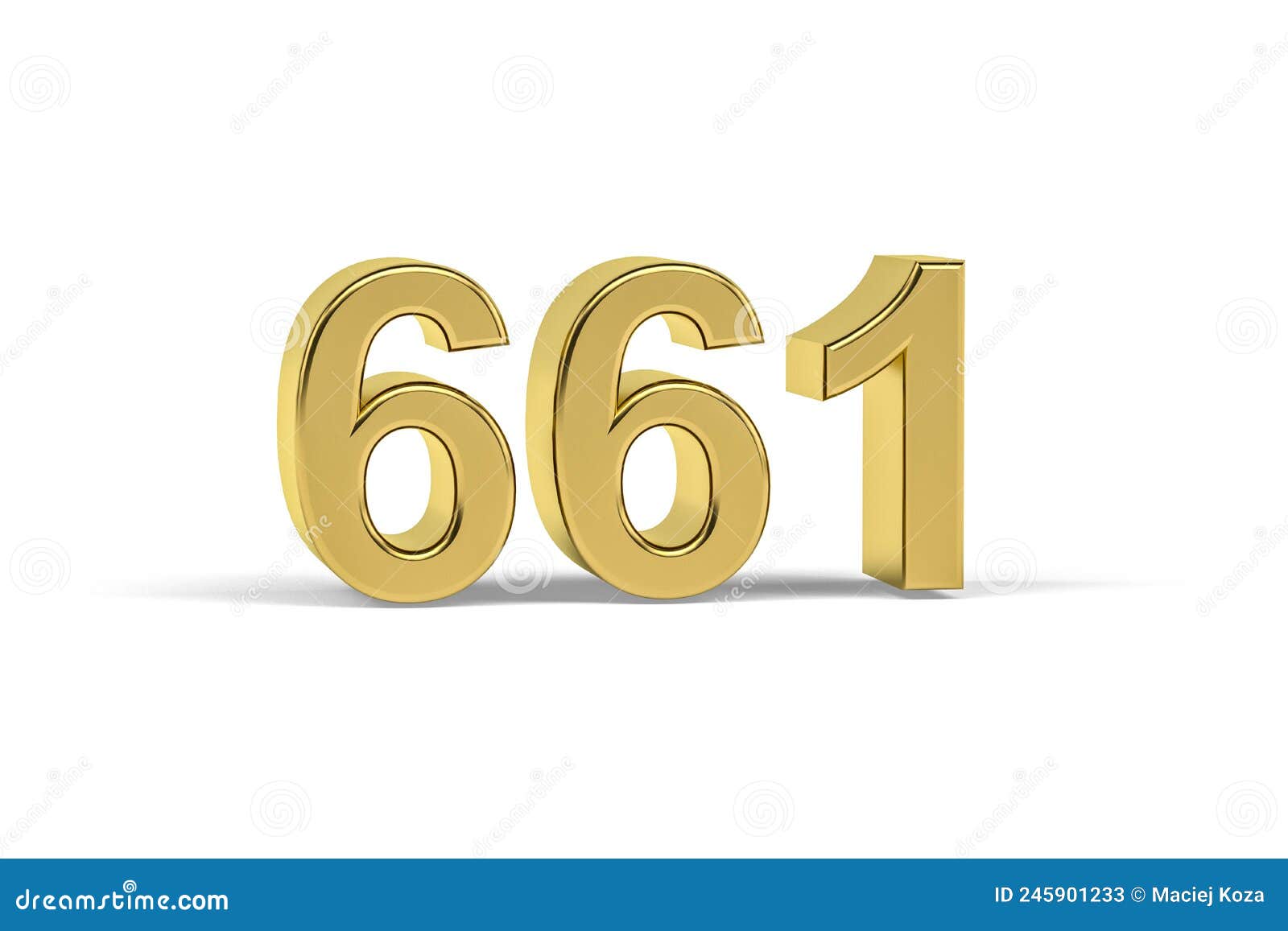 Golden 3d Number 661 - Year 661 Isolated on White Background Stock ...