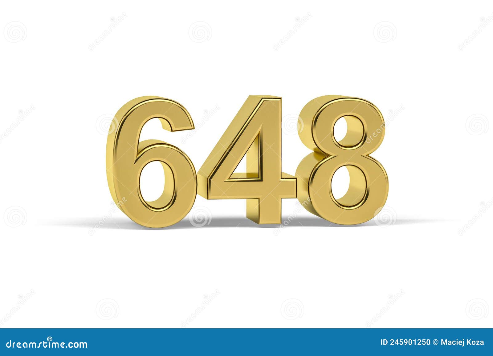Golden 3d Number 648 - Year 648 Isolated on White Background Stock ...
