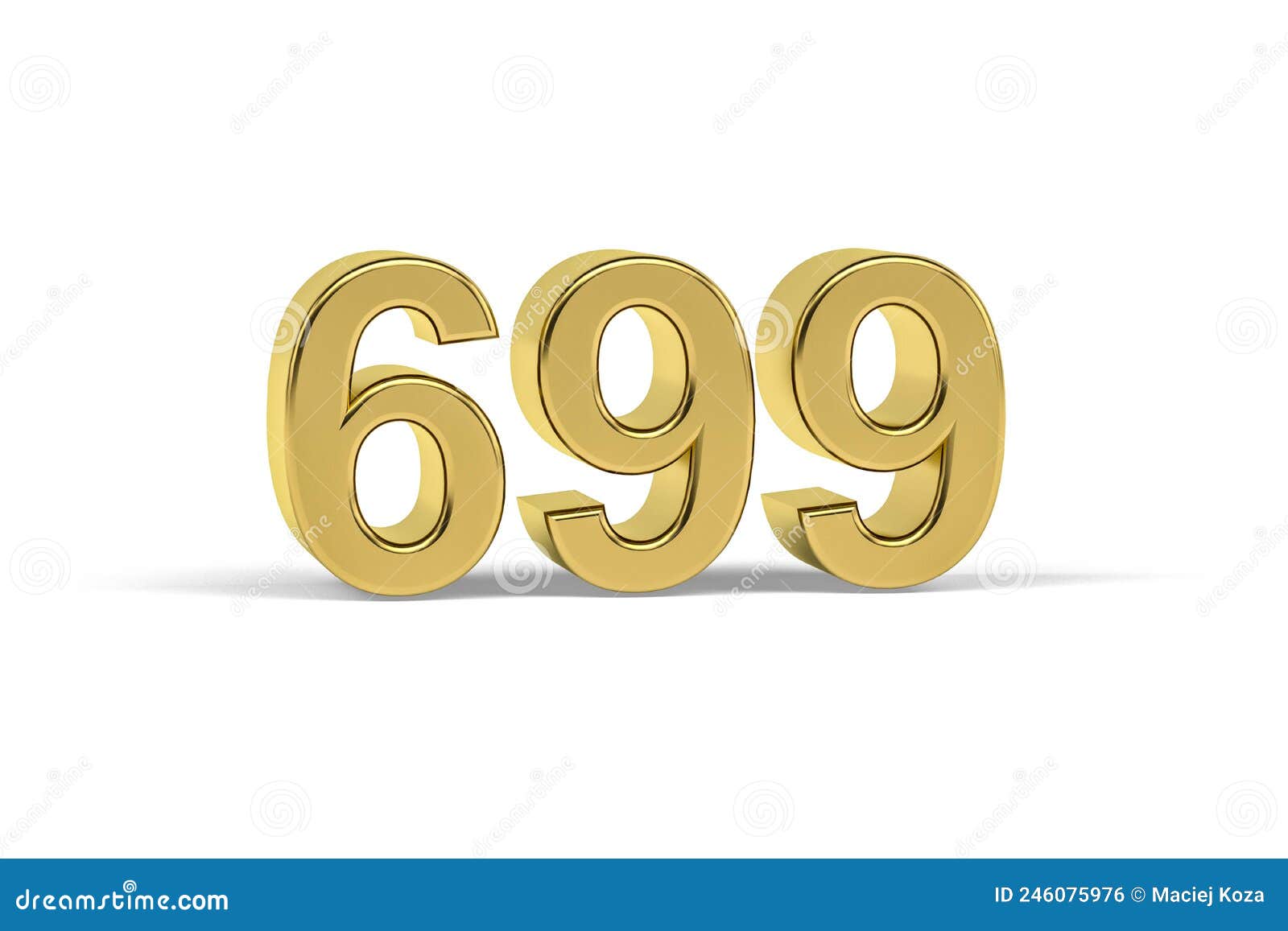 Golden 3d Number 699 - Year 699 Isolated on White Background Stock ...