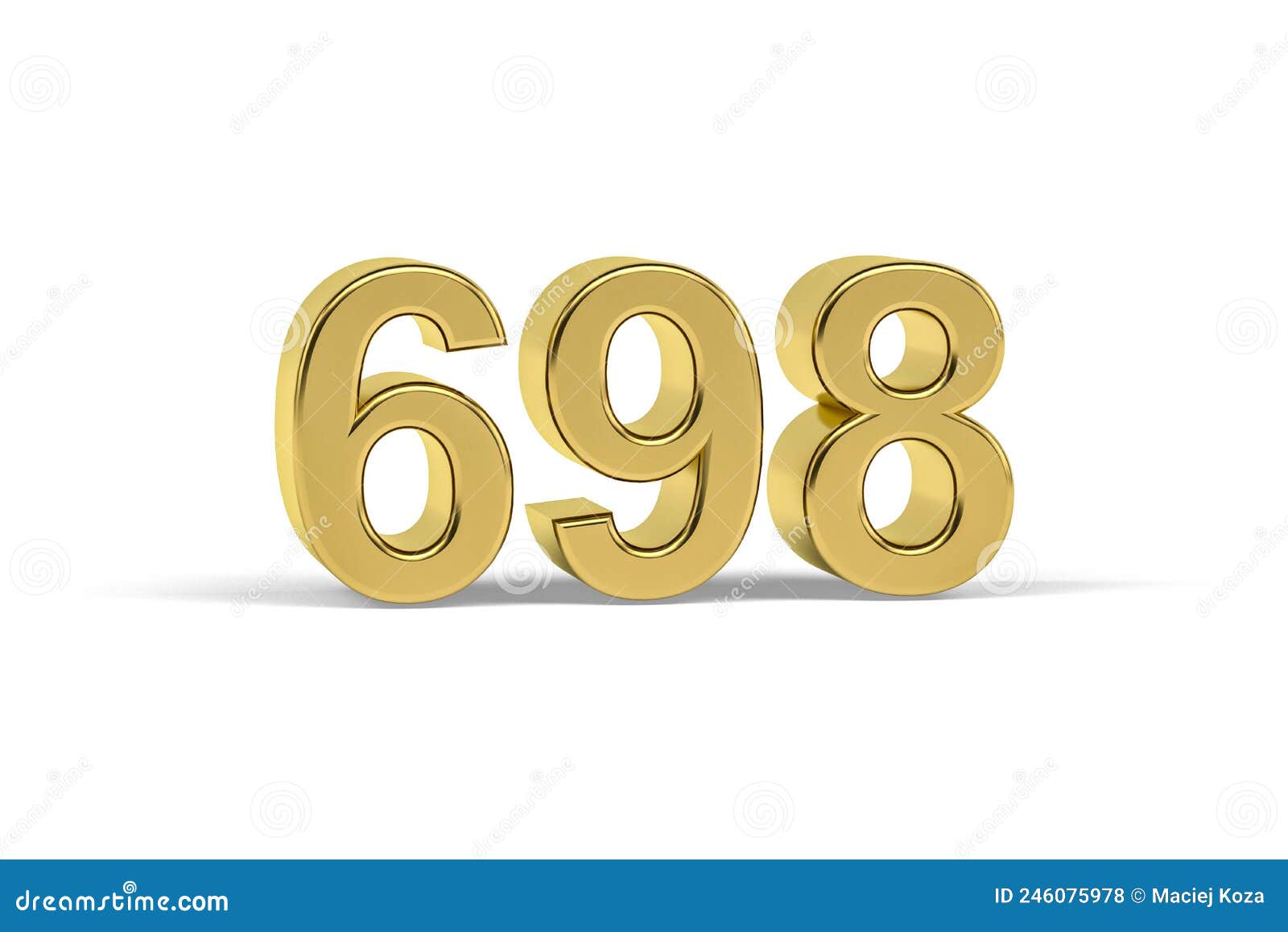 Golden 3d Number 698 - Year 698 Isolated on White Background Stock ...