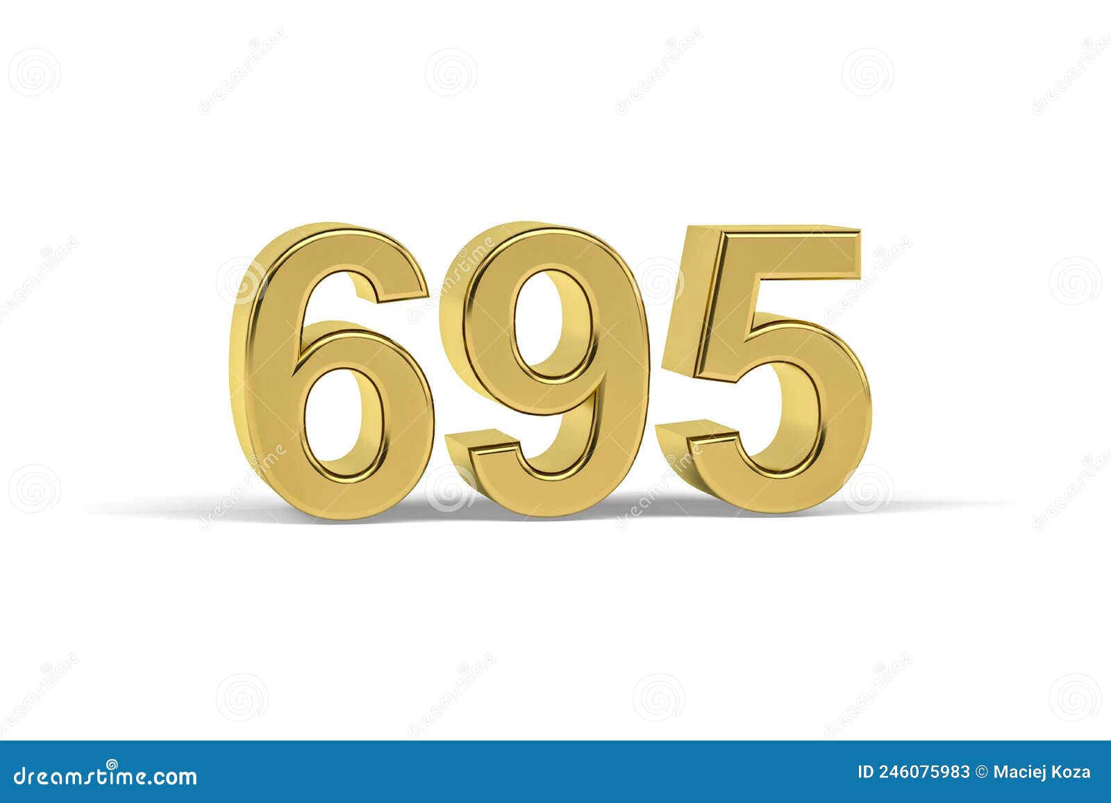 Golden 3d Number 695 - Year 695 Isolated on White Background Stock ...