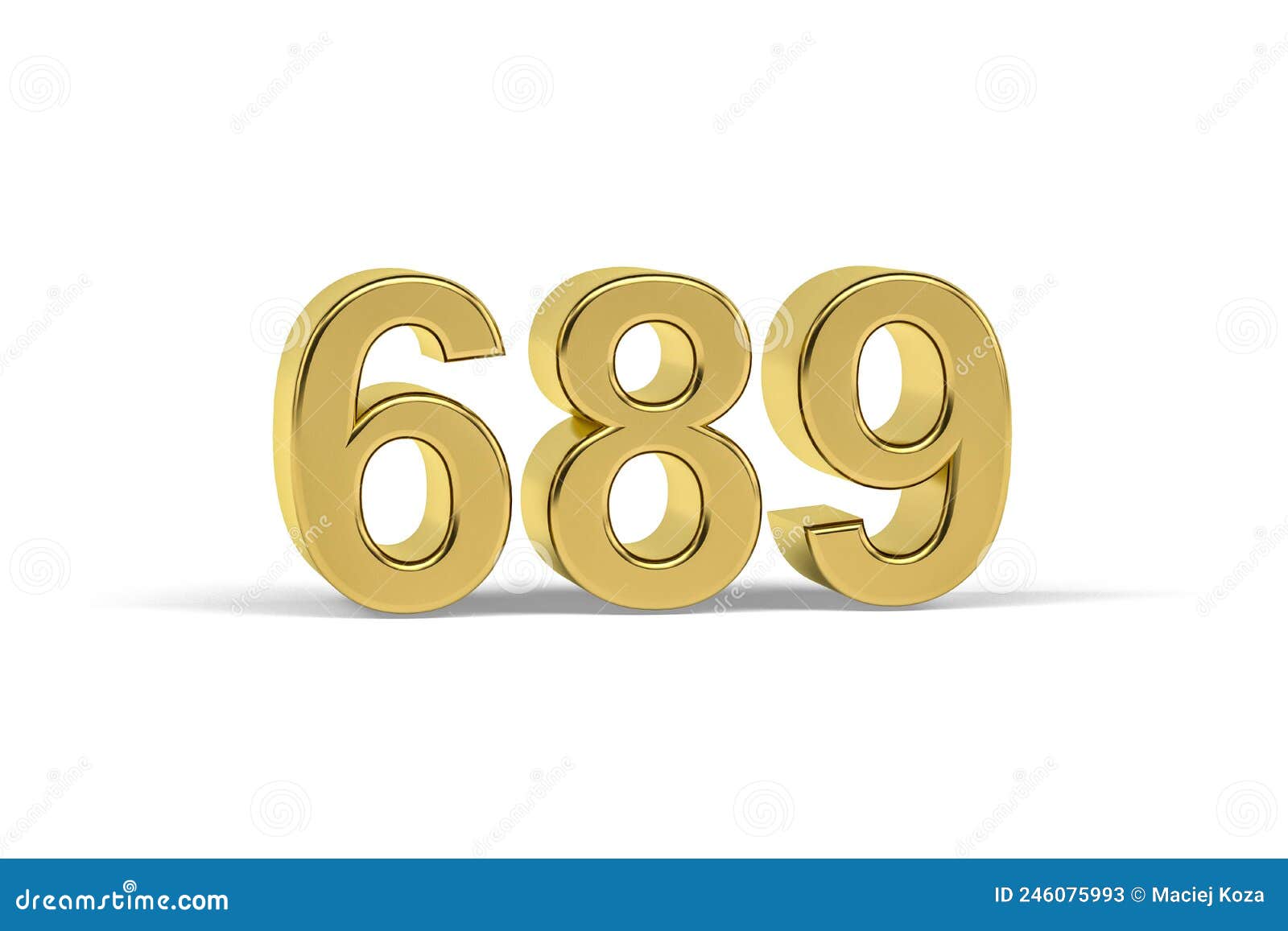 Golden 3d Number 689 - Year 689 Isolated on White Background Stock ...
