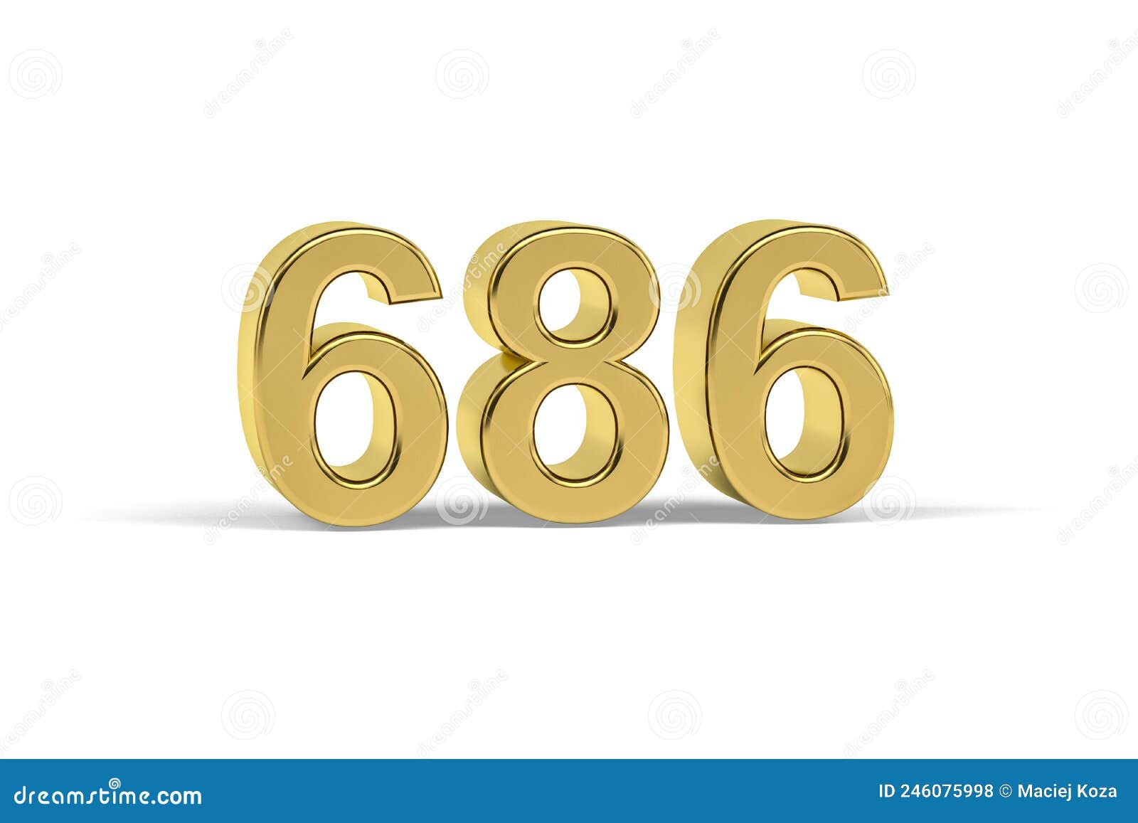 Golden 3d Number 686 - Year 683 Isolated on White Background Stock ...