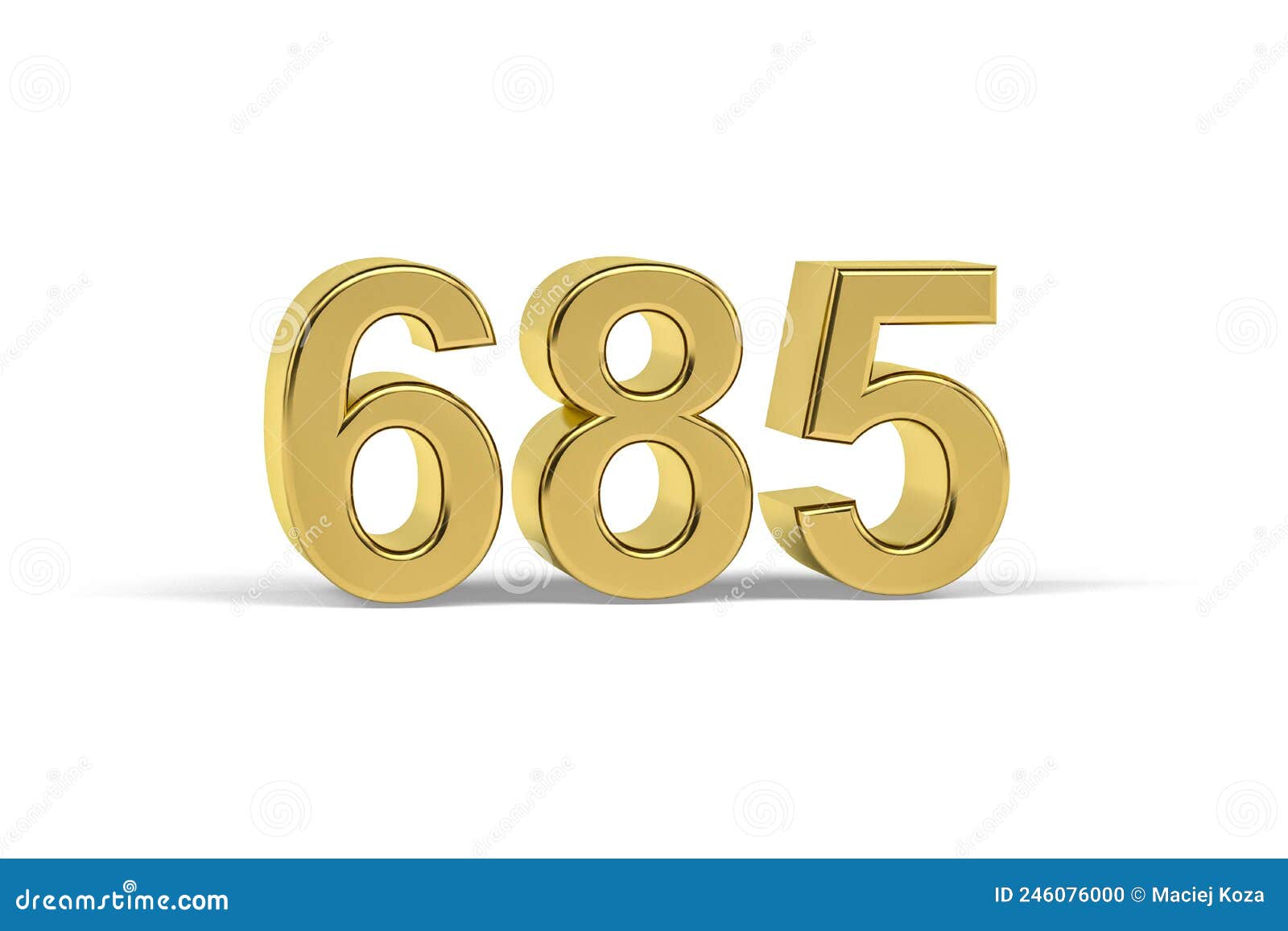 Golden 3d Number 685 - Year 685 Isolated on White Background Stock ...