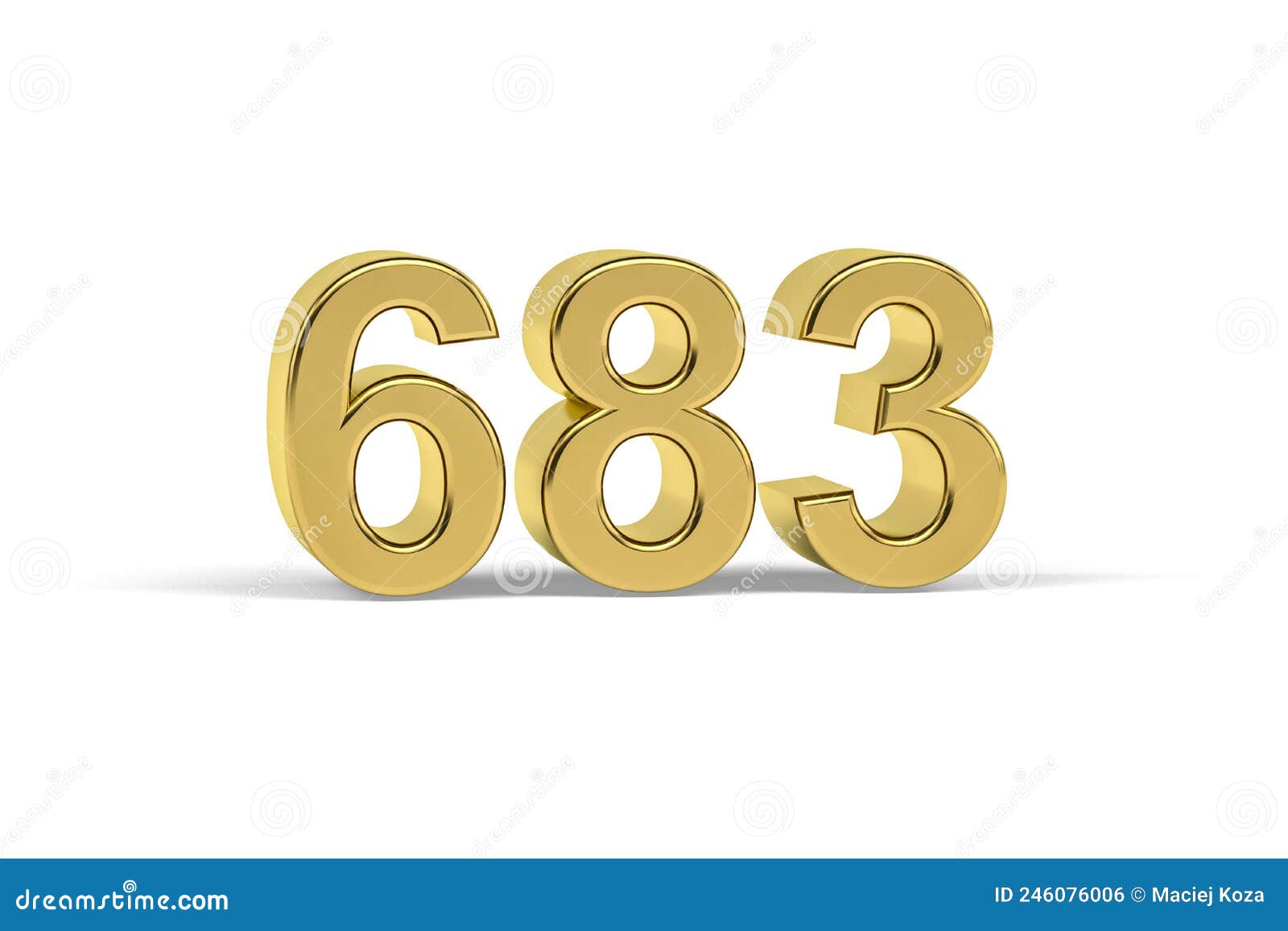 Golden 3d Number 683 - Year 683 Isolated on White Background Stock ...