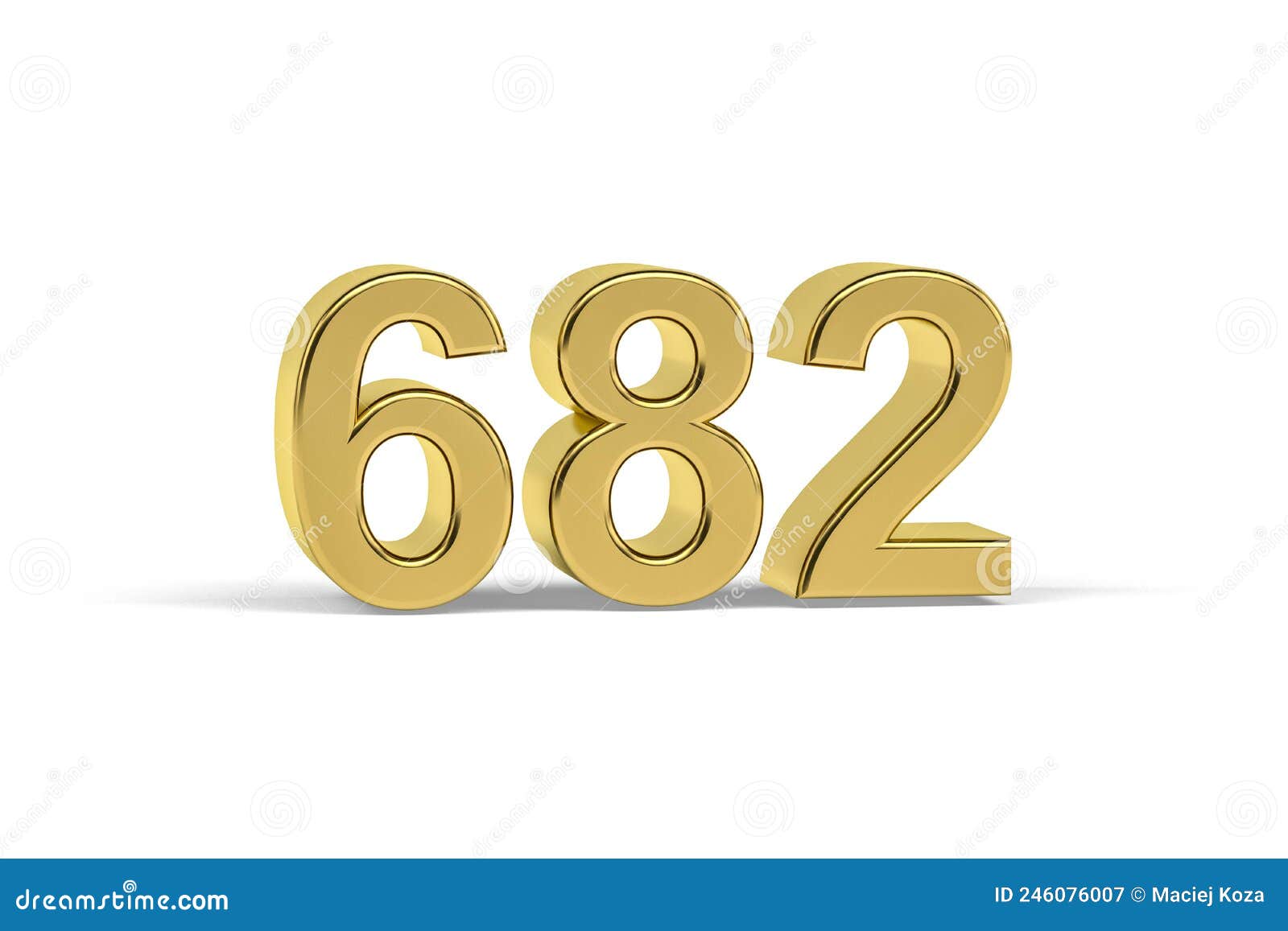Golden 3d Number 682 - Year 682 Isolated on White Background Stock ...