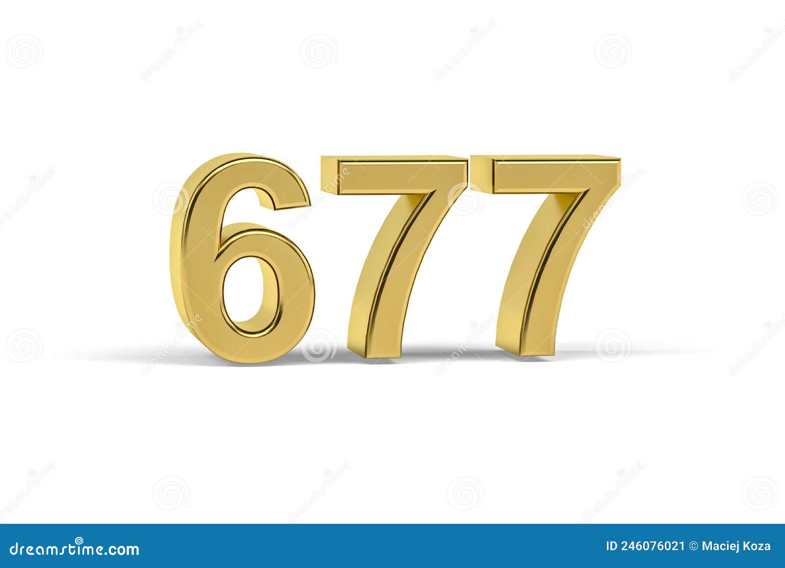 Golden 3d Number 677 - Year 677 Isolated on White Background Stock ...
