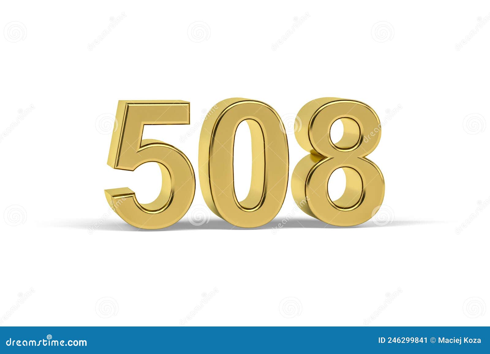 Golden 3d Number 508 - Year 508 Isolated on White Background Stock ...