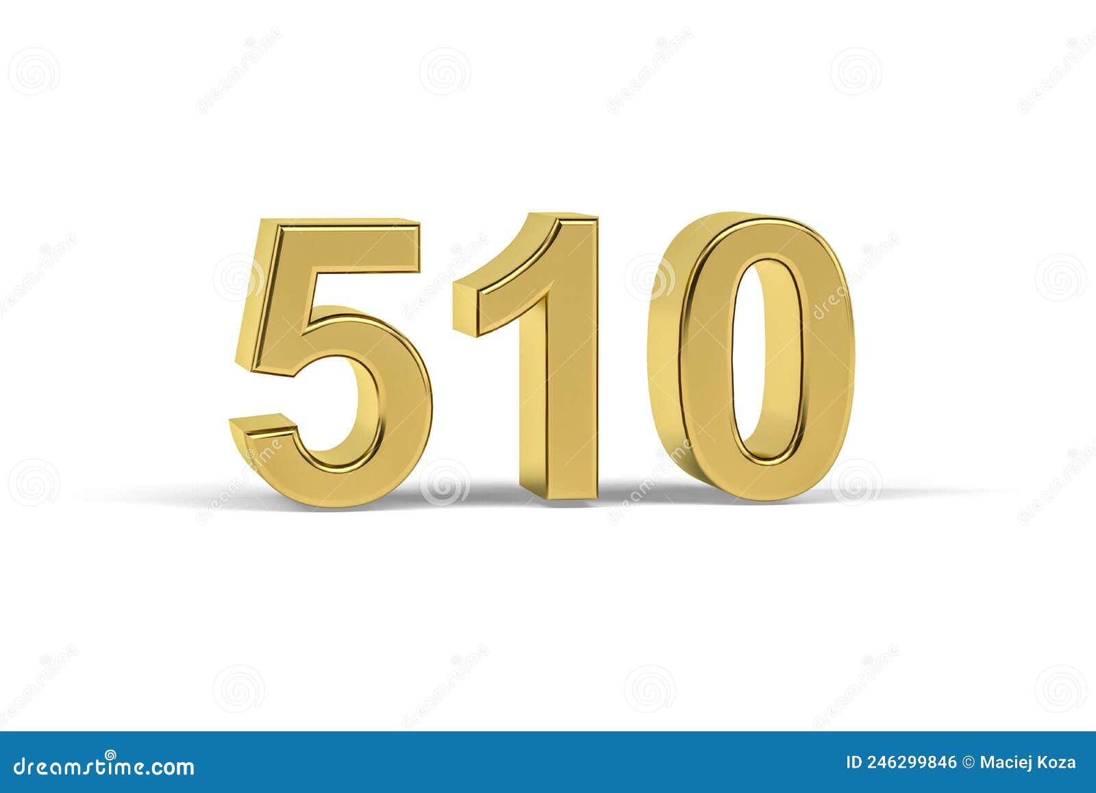 Golden 3d Number 510 - Year 510 Isolated on White Background Stock ...
