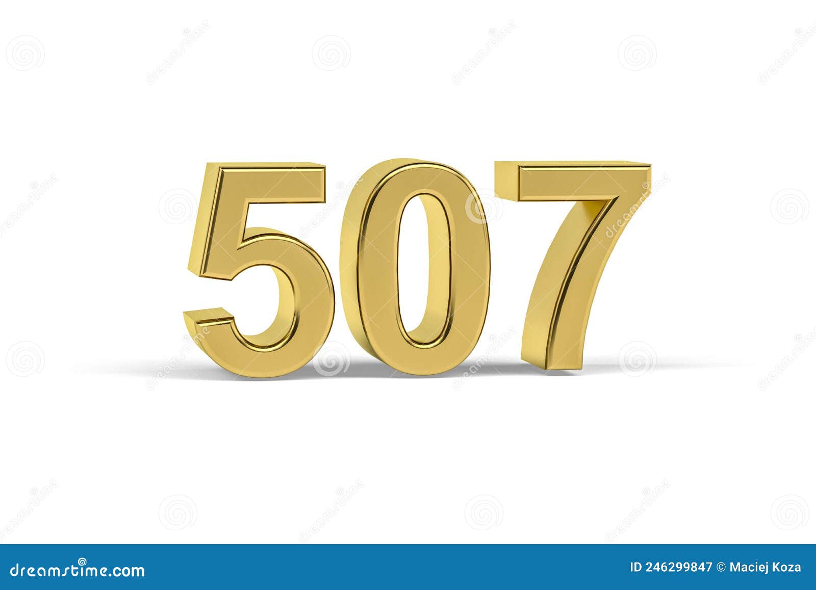 Golden 3d Number 507 - Year 507 Isolated on White Background Stock ...