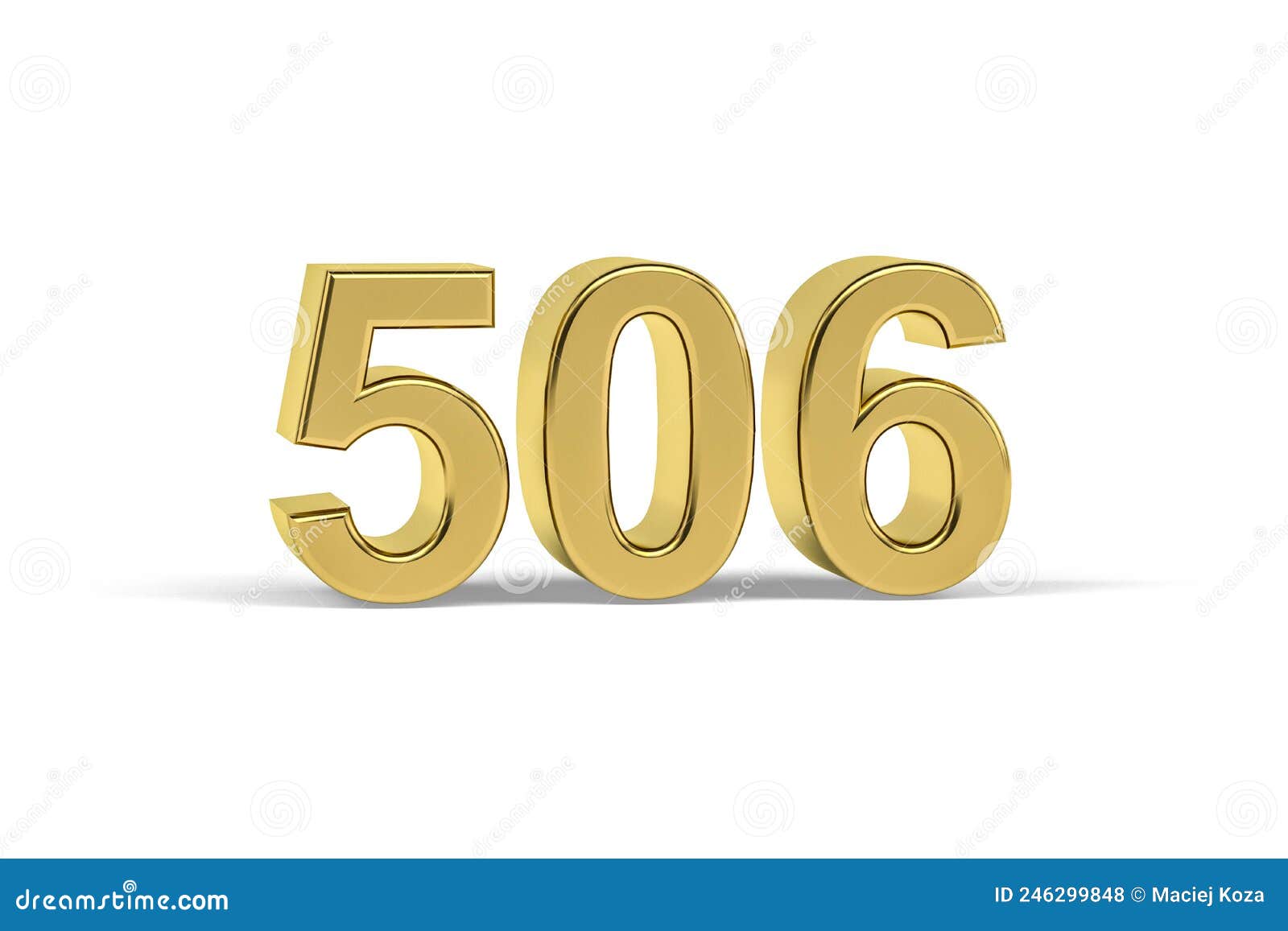 Golden 3d Number 506 - Year 506 Isolated on White Background Stock ...