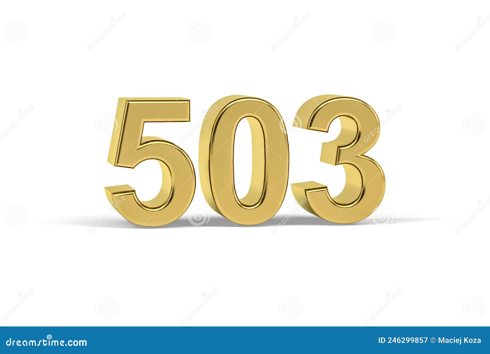 Golden 3d Number 503 - Year 503 Isolated on White Background Stock ...