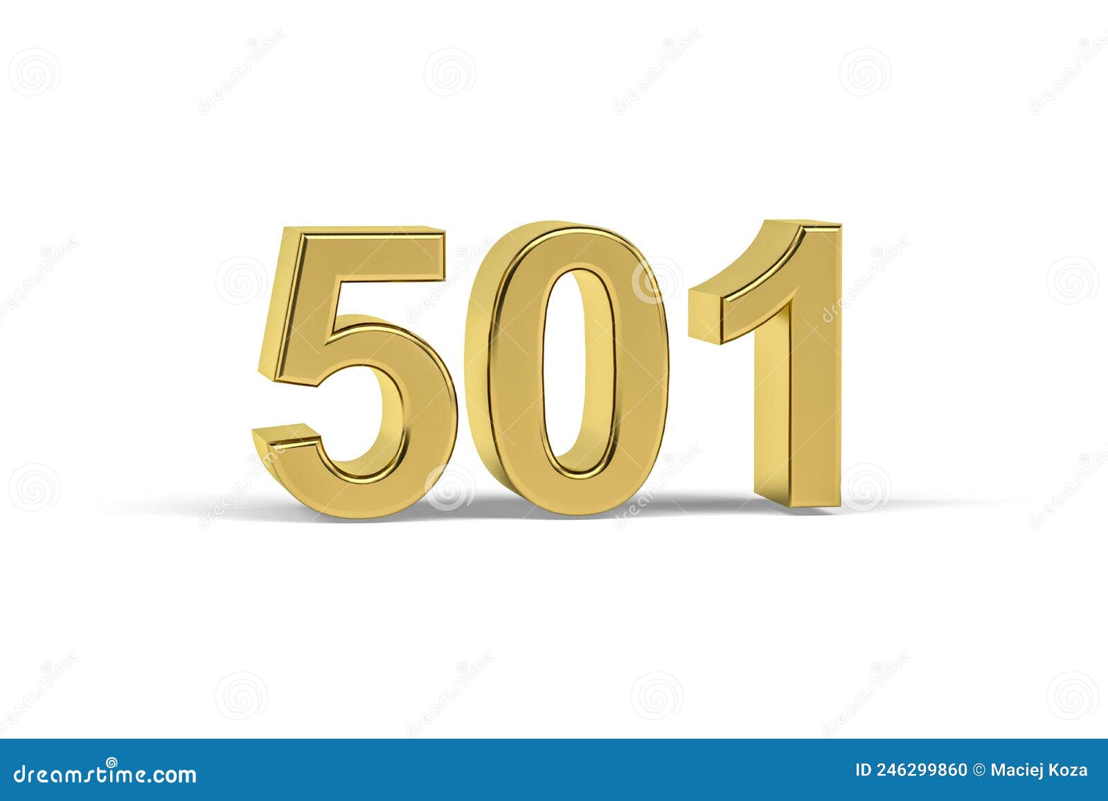 Golden 3d Number 501 - Year 501 Isolated on White Background Stock ...