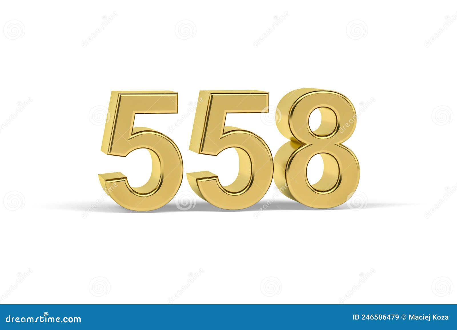 Golden 3d Number 558 - Year 558 Isolated on White Background Stock ...