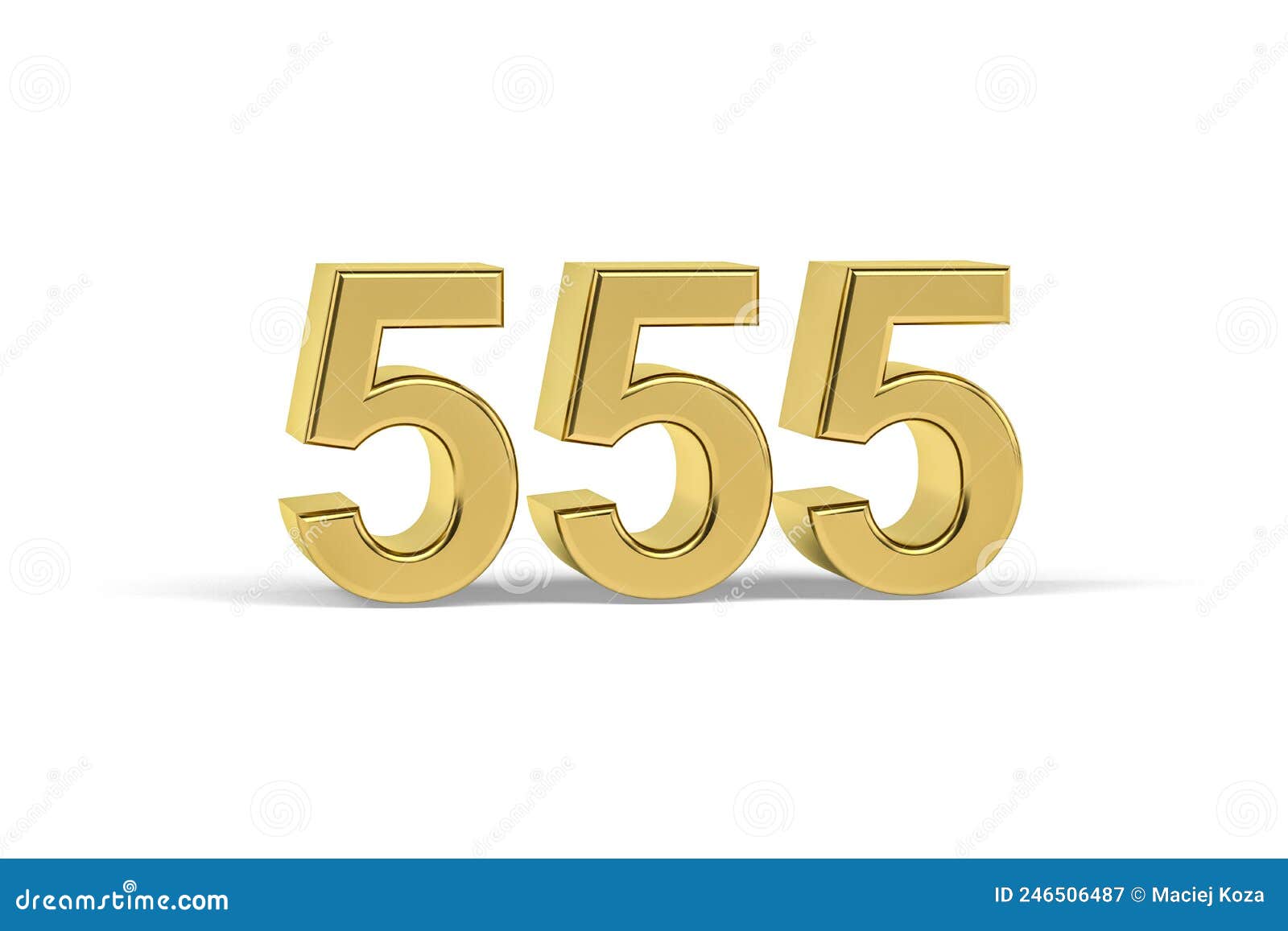 Golden 3d Number 555 - Year 555 Isolated on White Background Stock ...