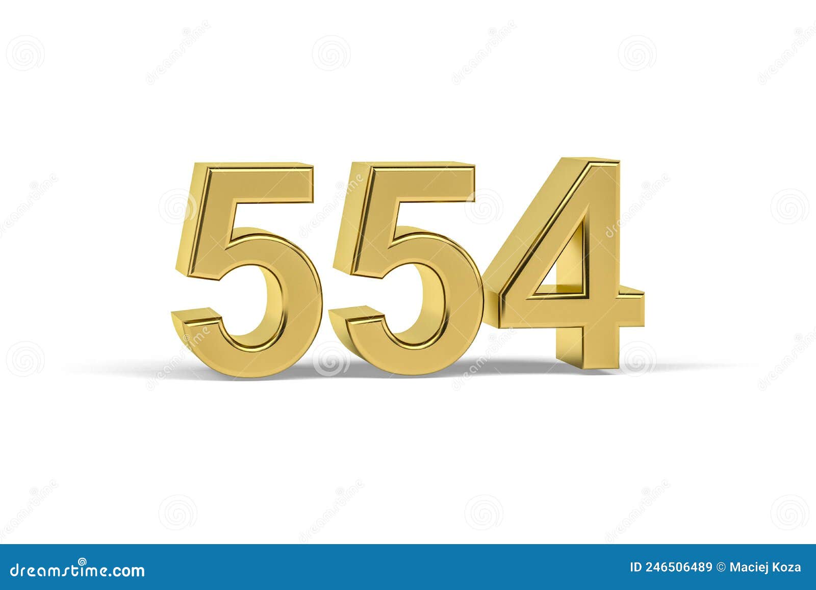 Golden 3d Number 554 - Year 554 Isolated on White Background Stock ...