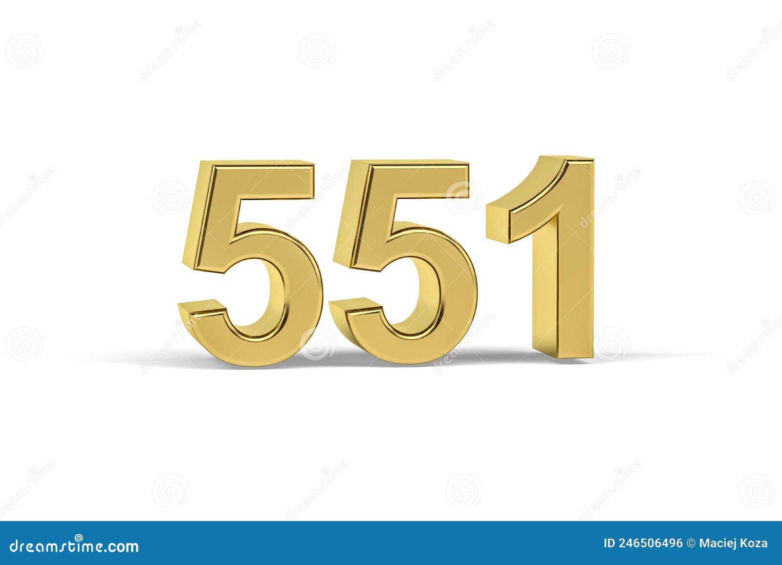 Golden 3d Number 551 - Year 551 Isolated on White Background Stock ...