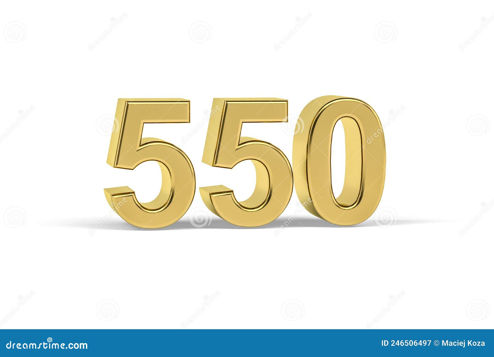 Golden 3d Number 550 - Year 550 Isolated On White Background Stock ...