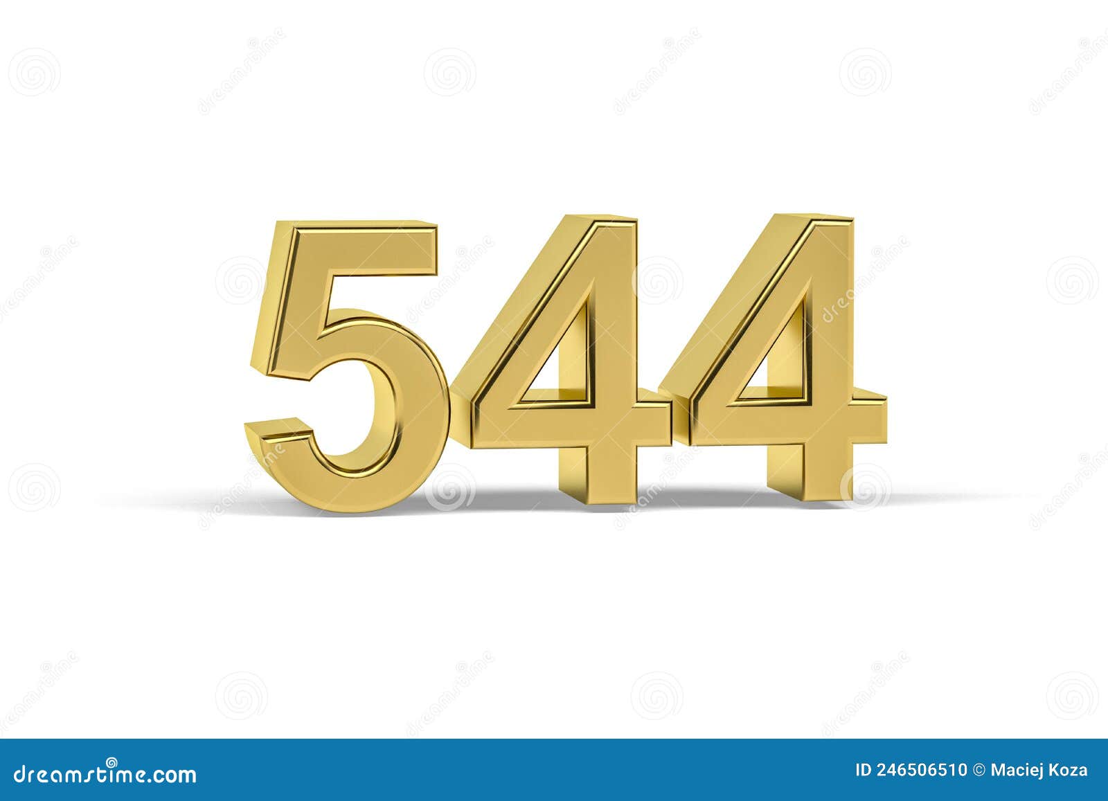 Golden 3d Number 544 - Year 544 Isolated on White Background Stock ...