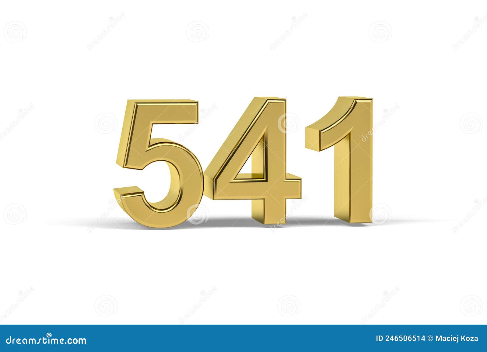 Golden 3d Number 541 - Year 541 Isolated on White Background Stock ...