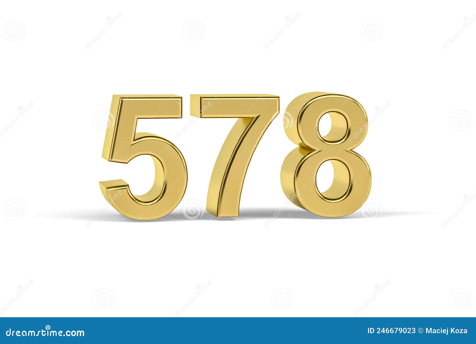 Golden 3d Number 578 - Year 578 Isolated on White Background Stock ...