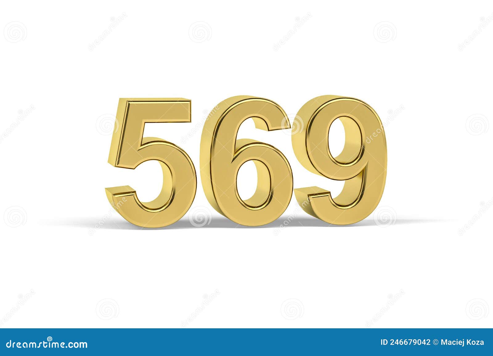 Golden 3d Number 569 - Year 569 Isolated on White Background Stock ...