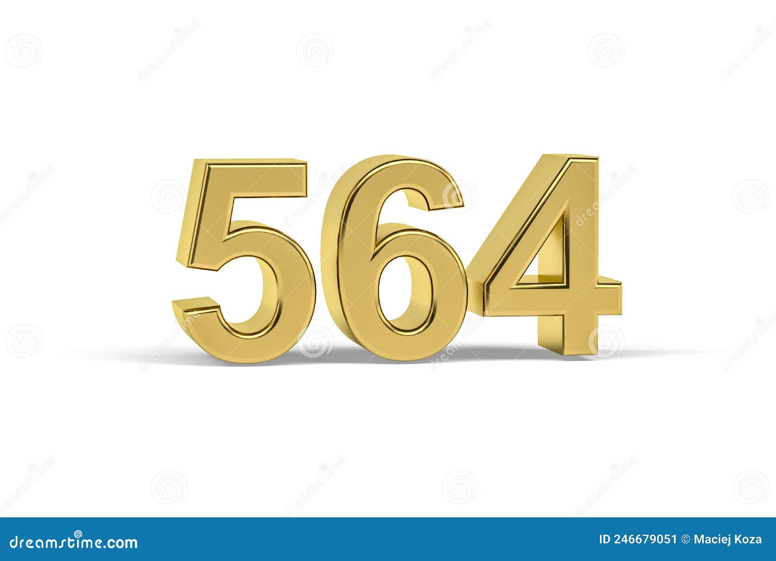 Golden 3d Number 564 - Year 564 Isolated on White Background Stock ...