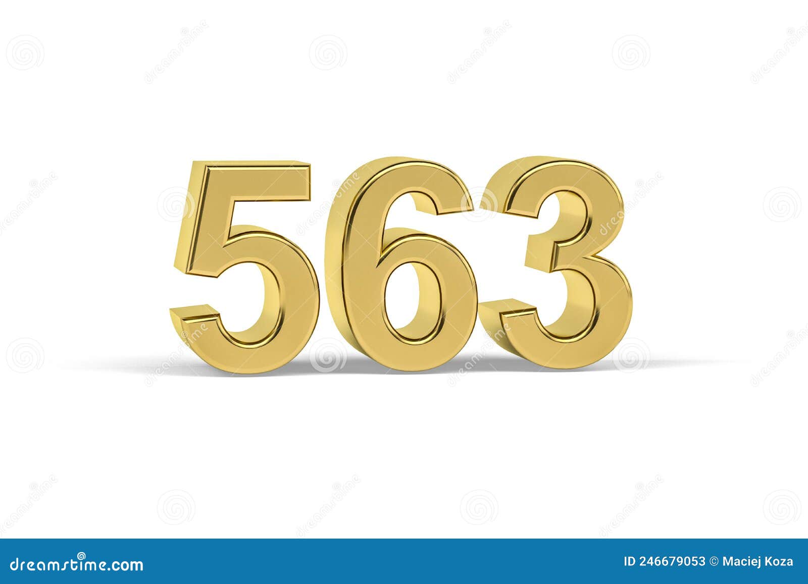 Golden 3d Number 563 - Year 563 Isolated on White Background Stock ...