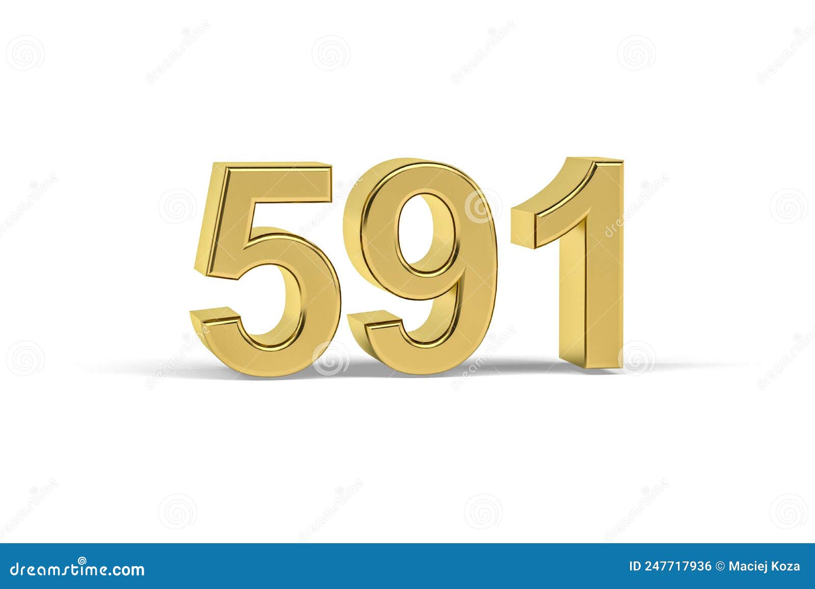 Golden 3d Number 591 - Year 591 Isolated on White Background Stock ...