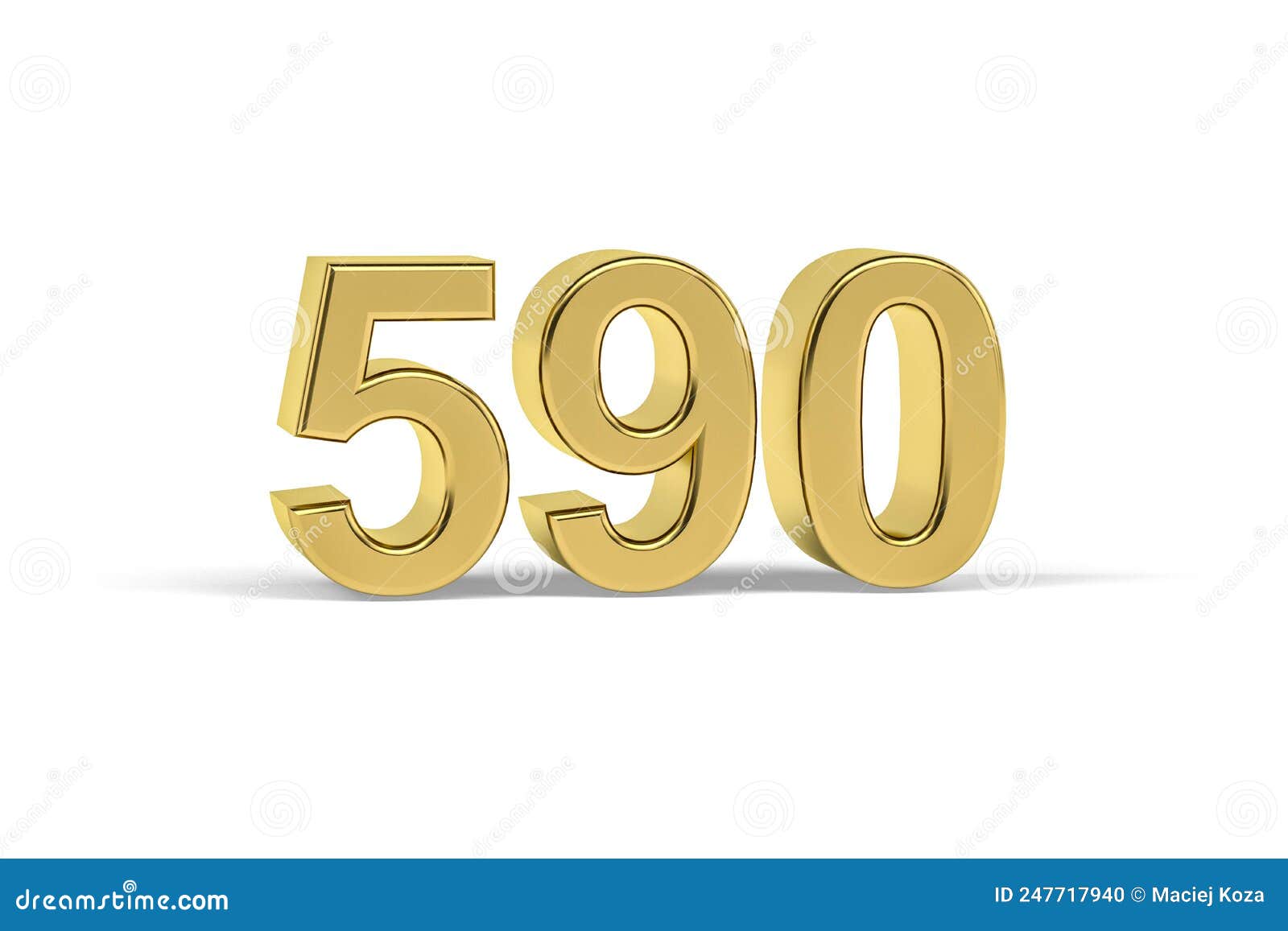 Golden 3d Number 590 - Year 590 Isolated on White Background Stock ...