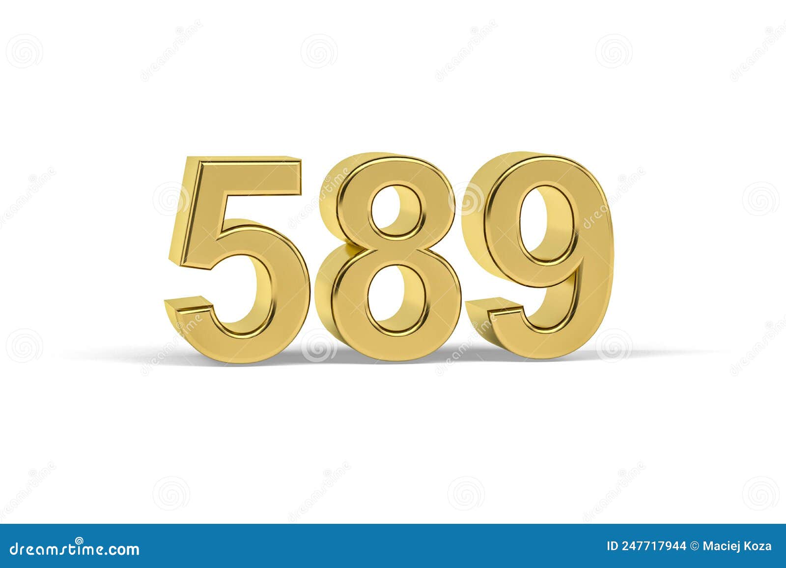 Golden 3d Number 589 - Year 589 Isolated on White Background Stock ...
