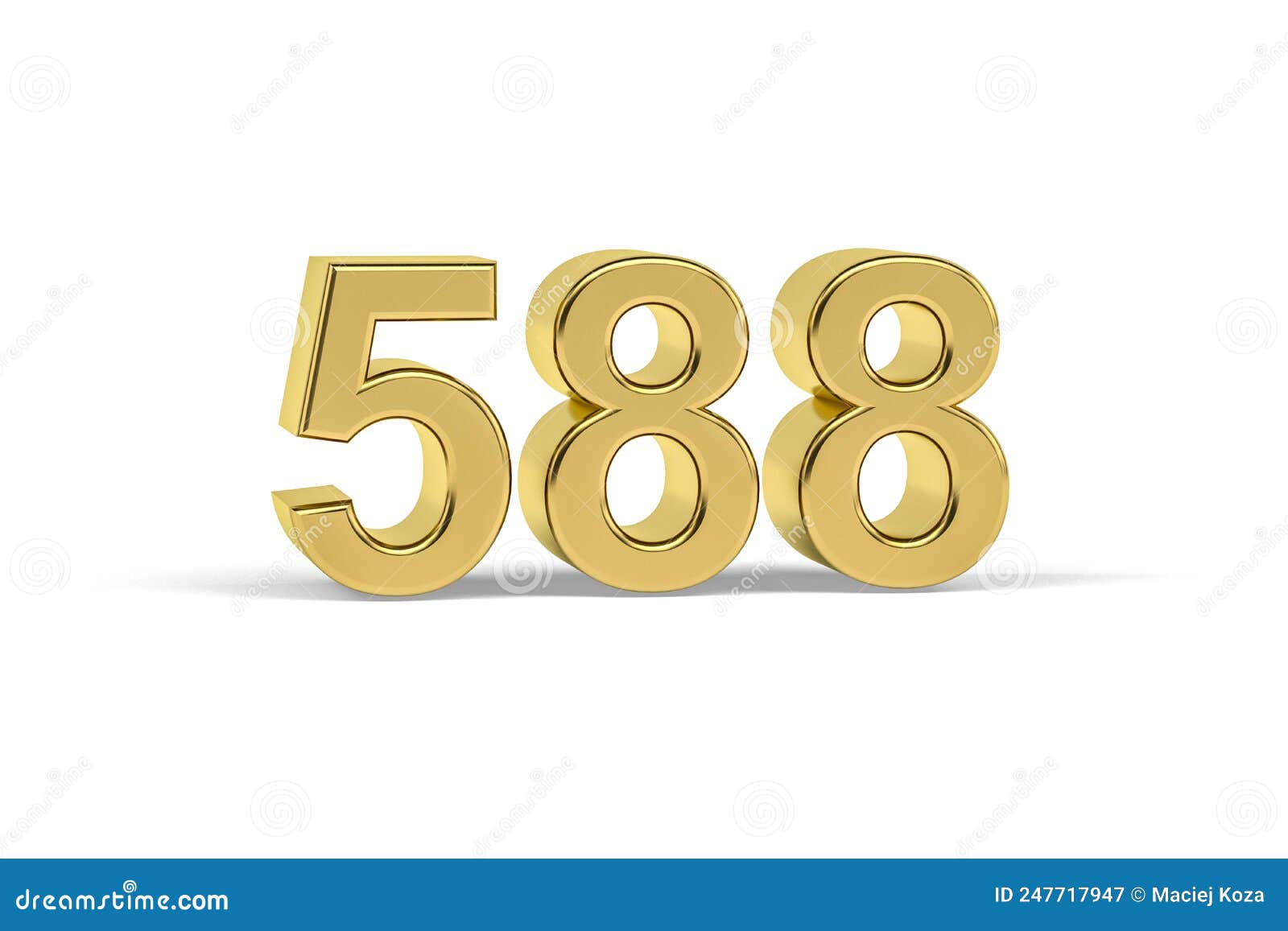 Golden 3d Number 588 - Year 588 Isolated on White Background Stock ...
