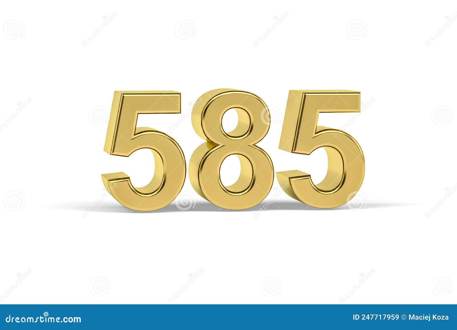 Golden 3d Number 585 - Year 585 Isolated on White Background Stock ...