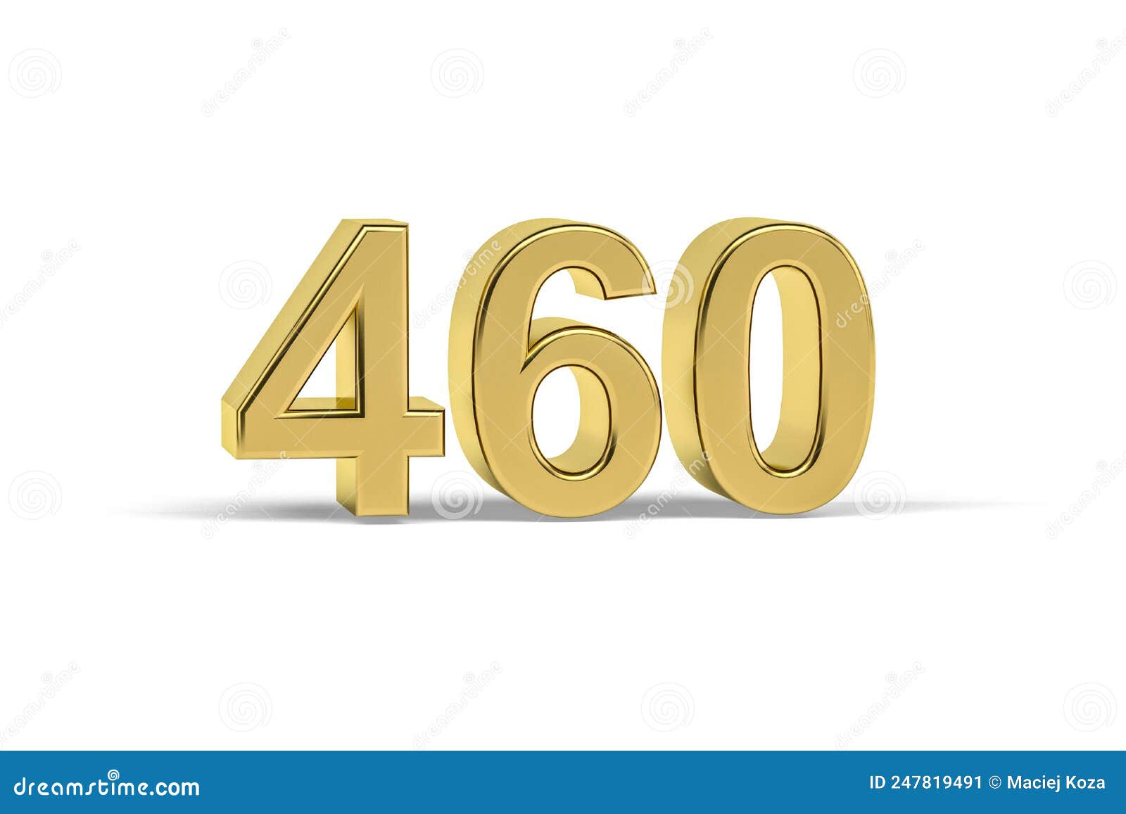 Golden 3d Number 460 - Year 460 Isolated on White Background Stock ...