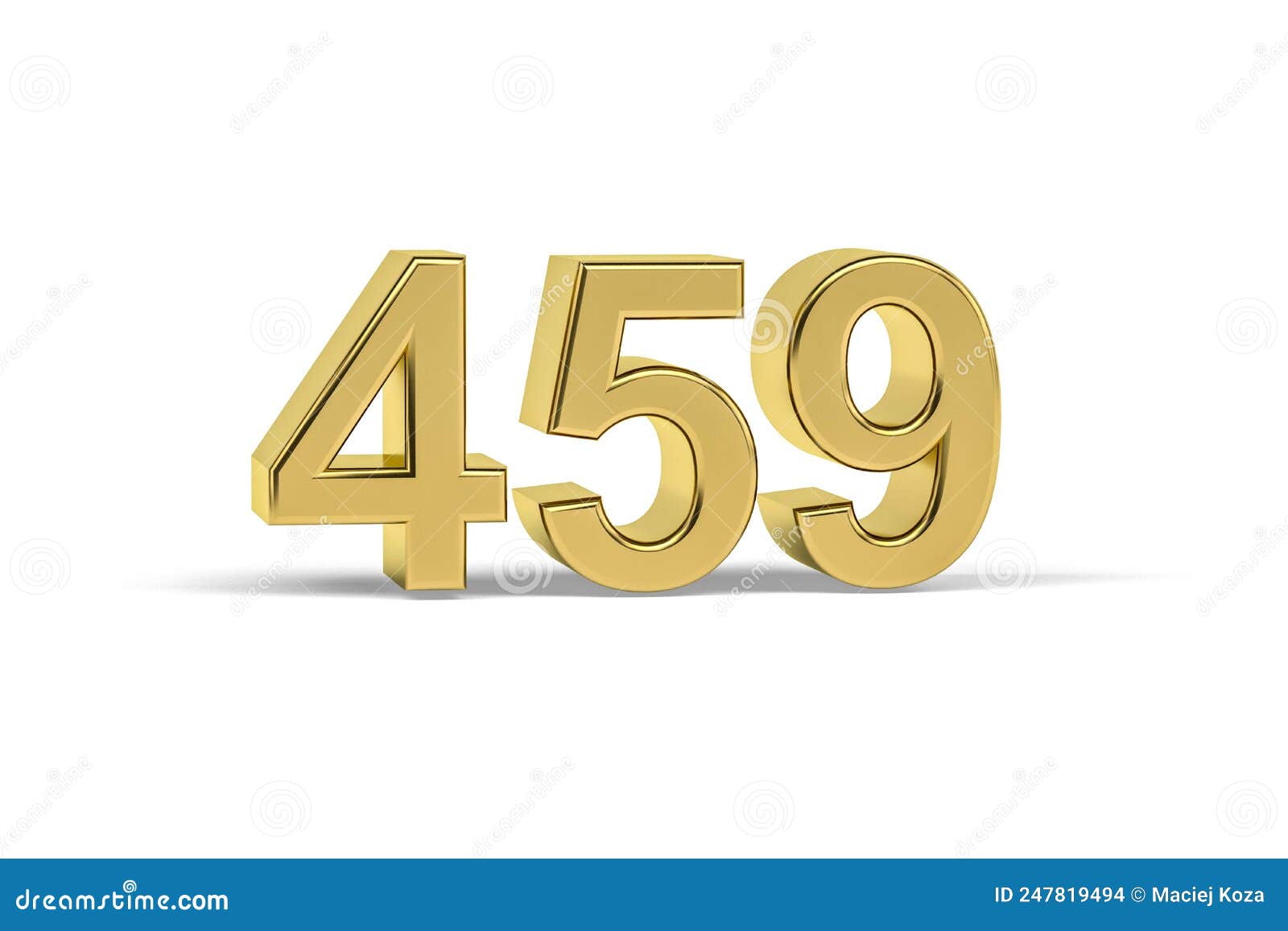Golden 3d Number 459 - Year 459 Isolated on White Background Stock ...