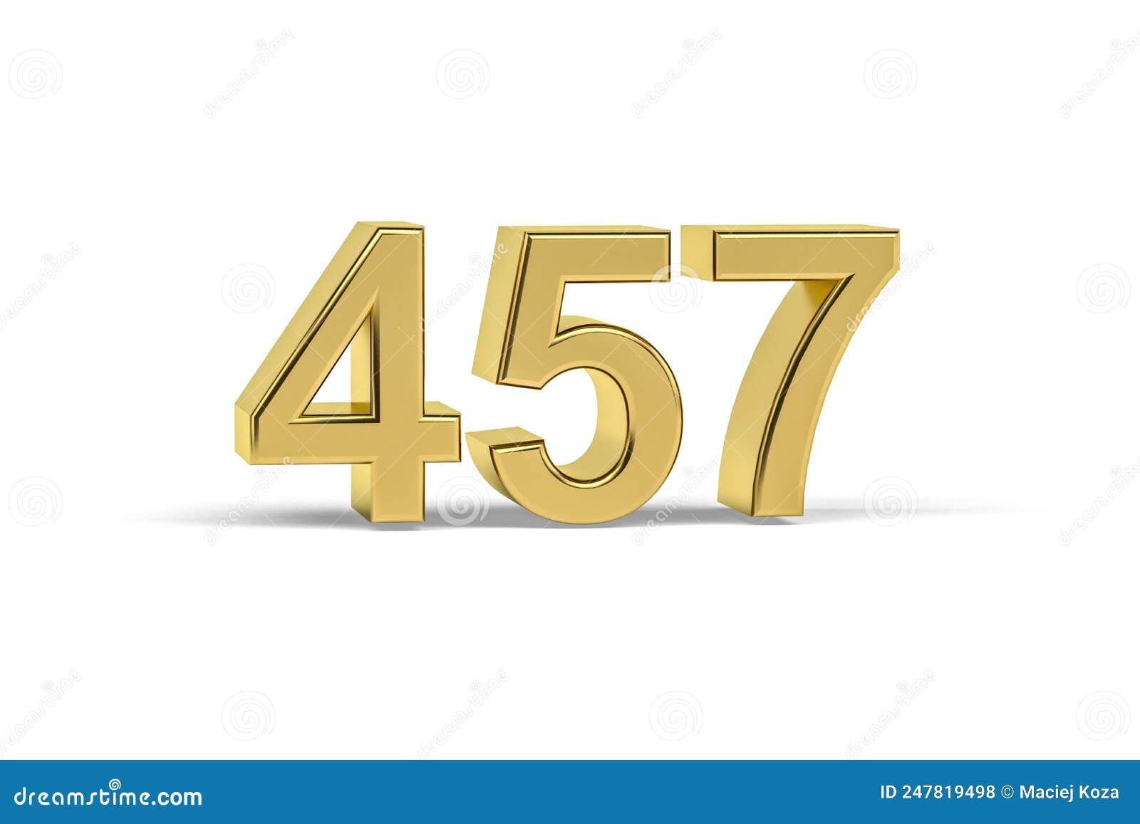 Golden 3d Number 457 - Year 457 Isolated on White Background Stock ...