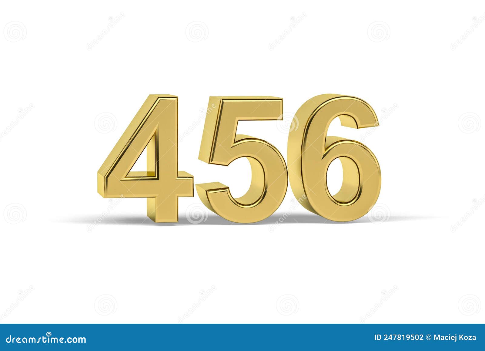 Golden 3d Number 456 - Year 456 Isolated on White Background Stock ...