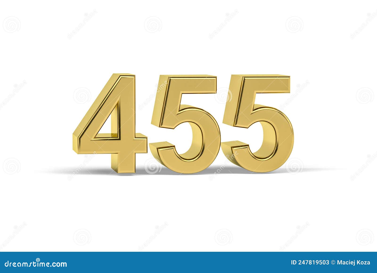 Golden 3d Number 455 - Year 455 Isolated on White Background Stock ...