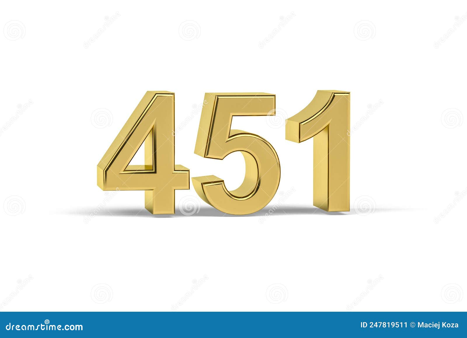 Golden 3d Number 451 - Year 451 Isolated On White Background Royalty ...