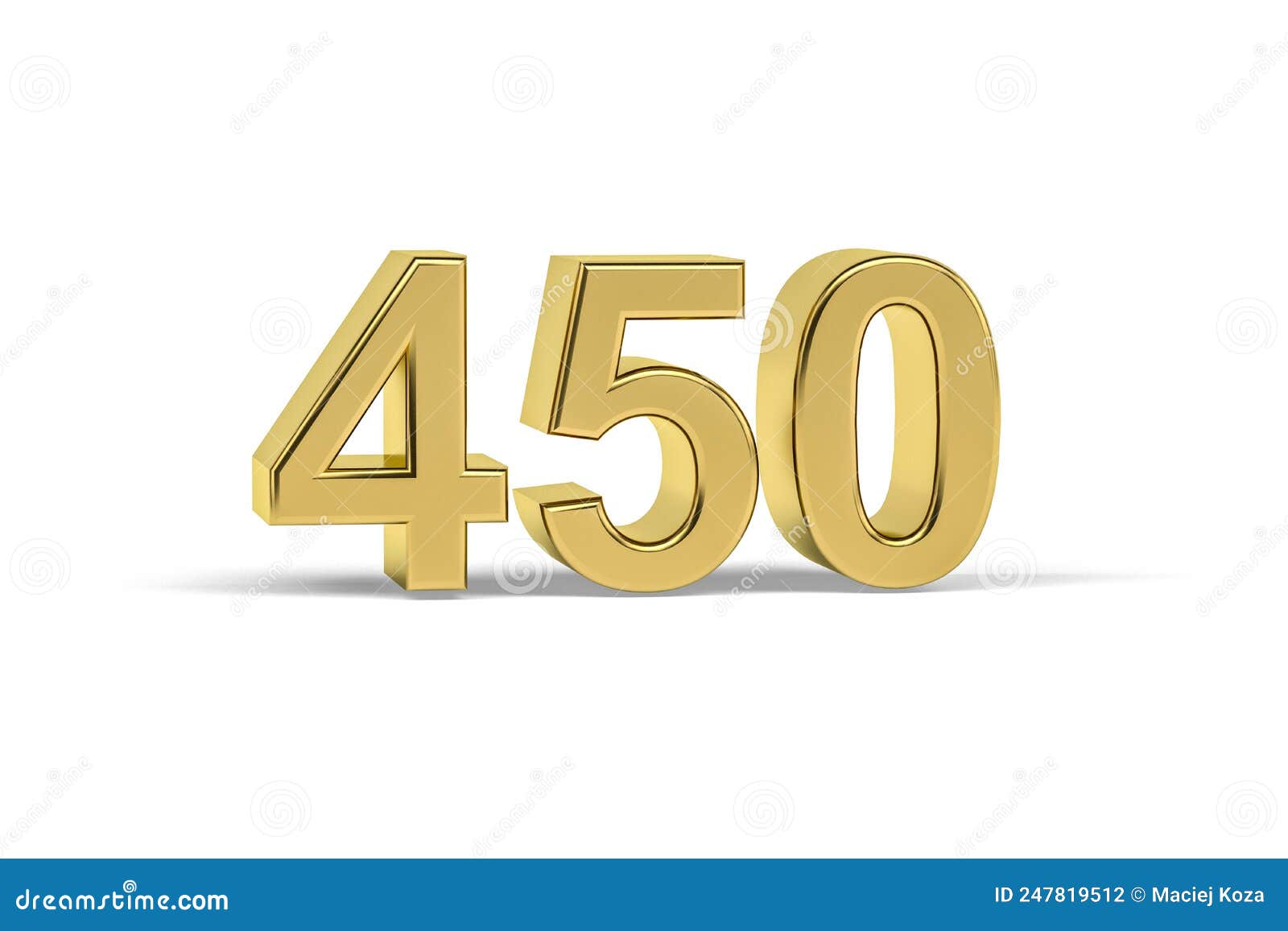 Golden 3d Number 450 - Year 450 Isolated on White Background Stock ...