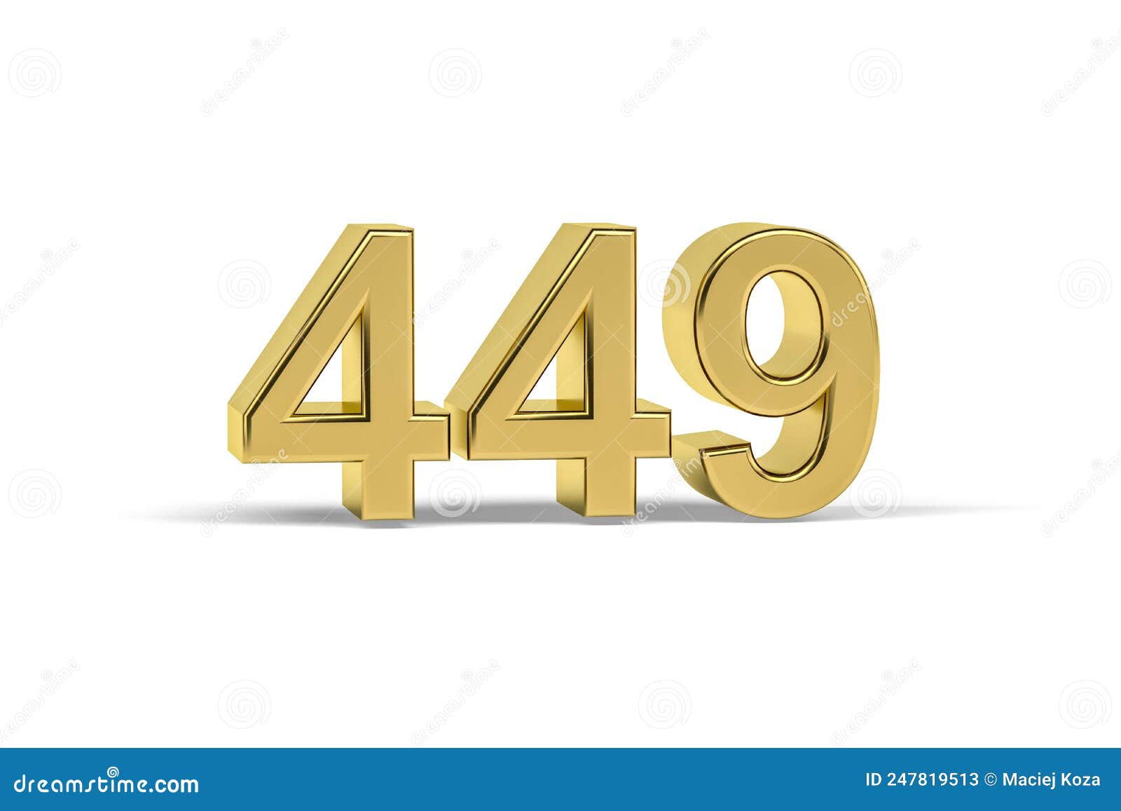 Golden 3d Number 449 - Year 449 Isolated on White Background Stock ...