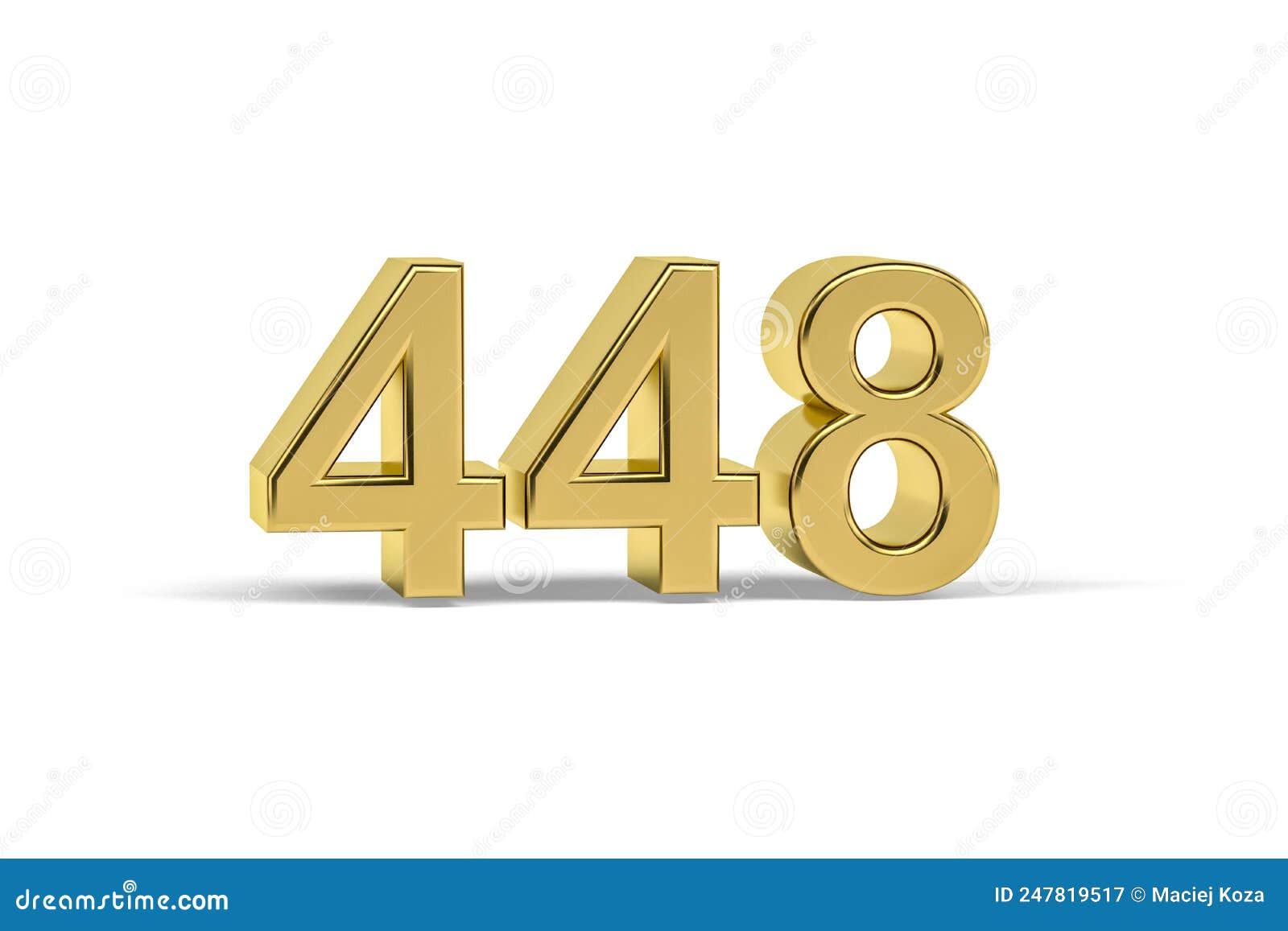 Golden 3d Number 448 - Year 448 Isolated on White Background Stock ...