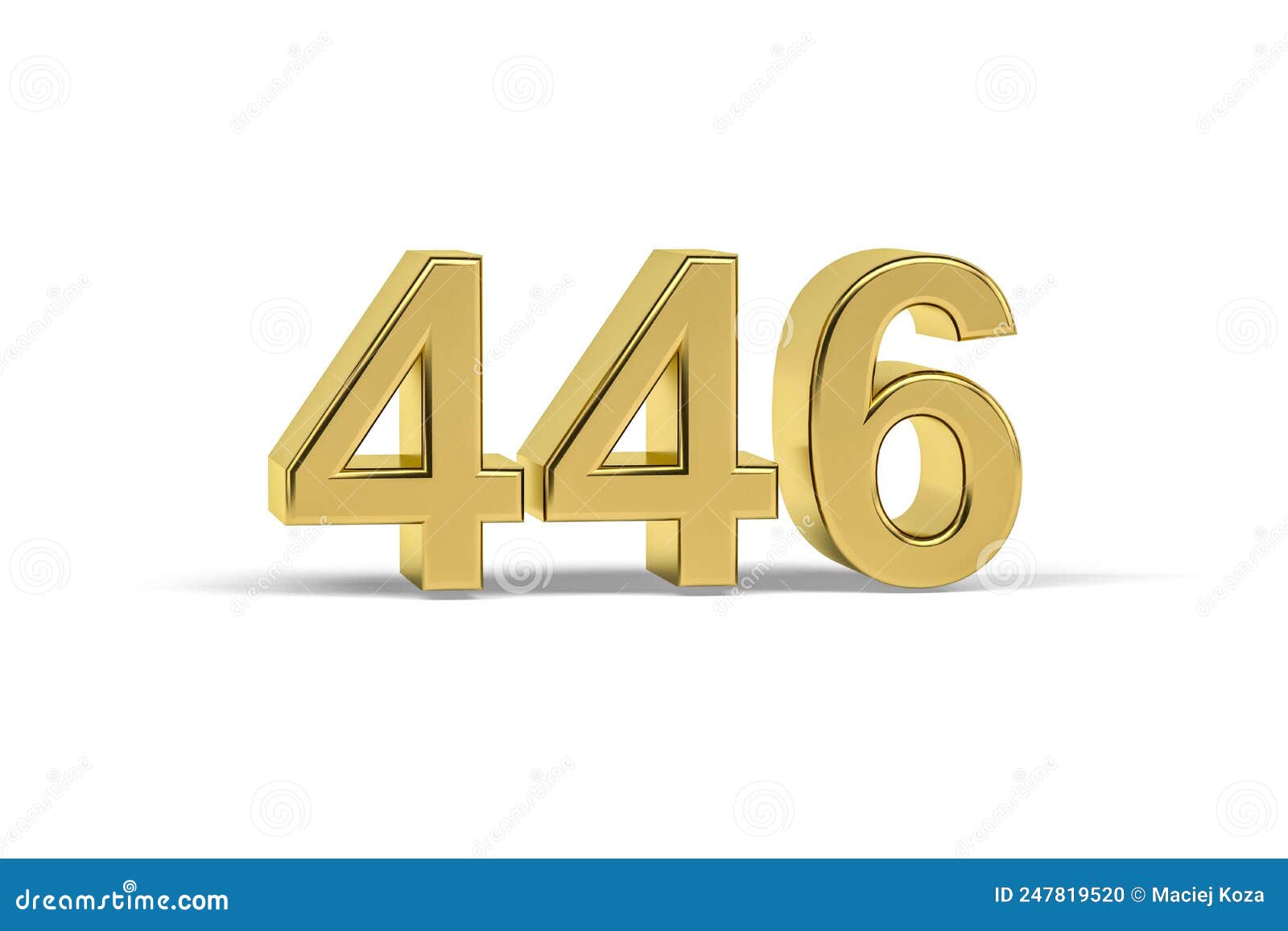 Golden 3d Number 446 - Year 446 Isolated on White Background Stock ...