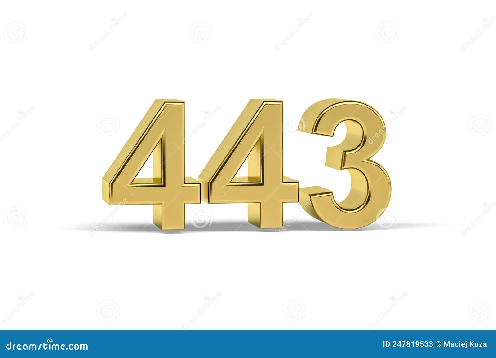 Golden 3d Number 443 - Year 443 Isolated on White Background Stock ...