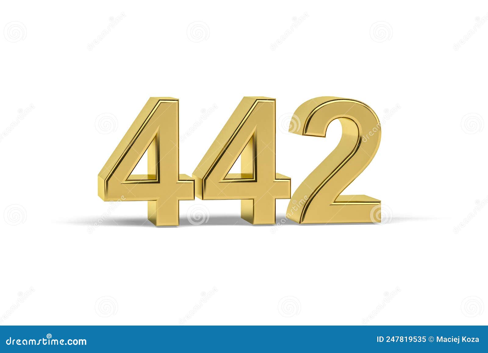 Golden 3d Number 442 - Year 442 Isolated on White Background - Stock ...