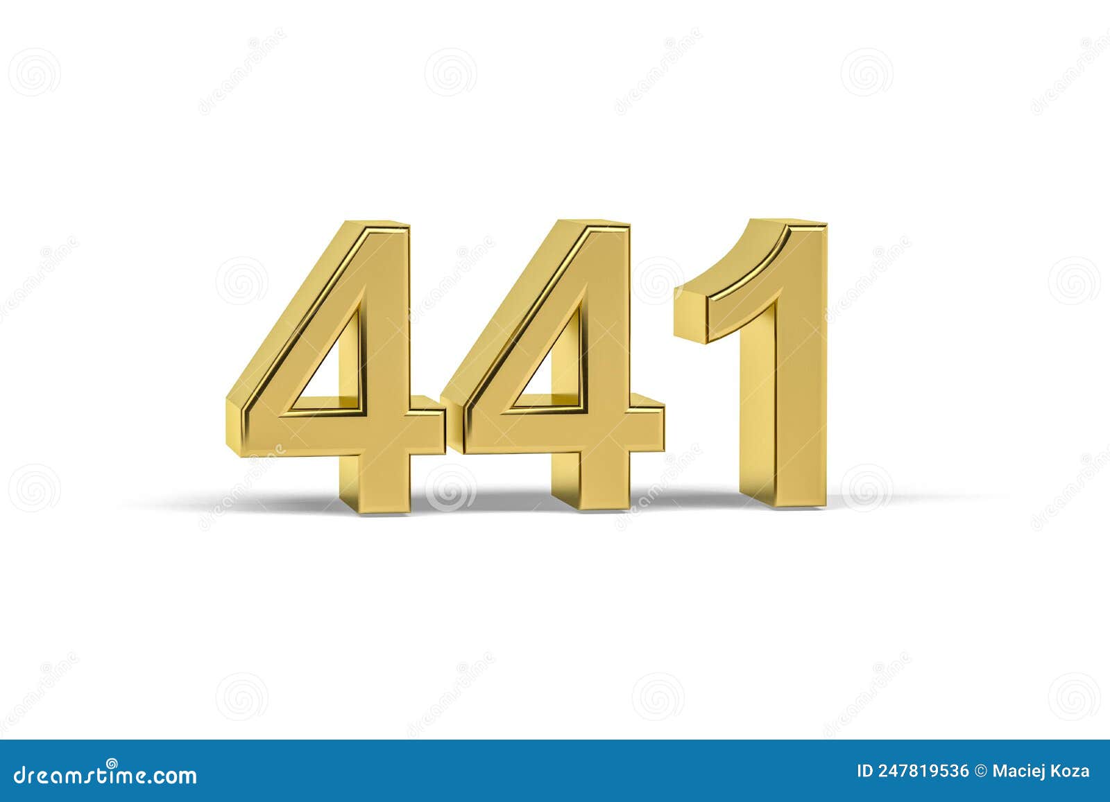 Golden 3d Number 441 - Year 441 Isolated on White Background Stock ...
