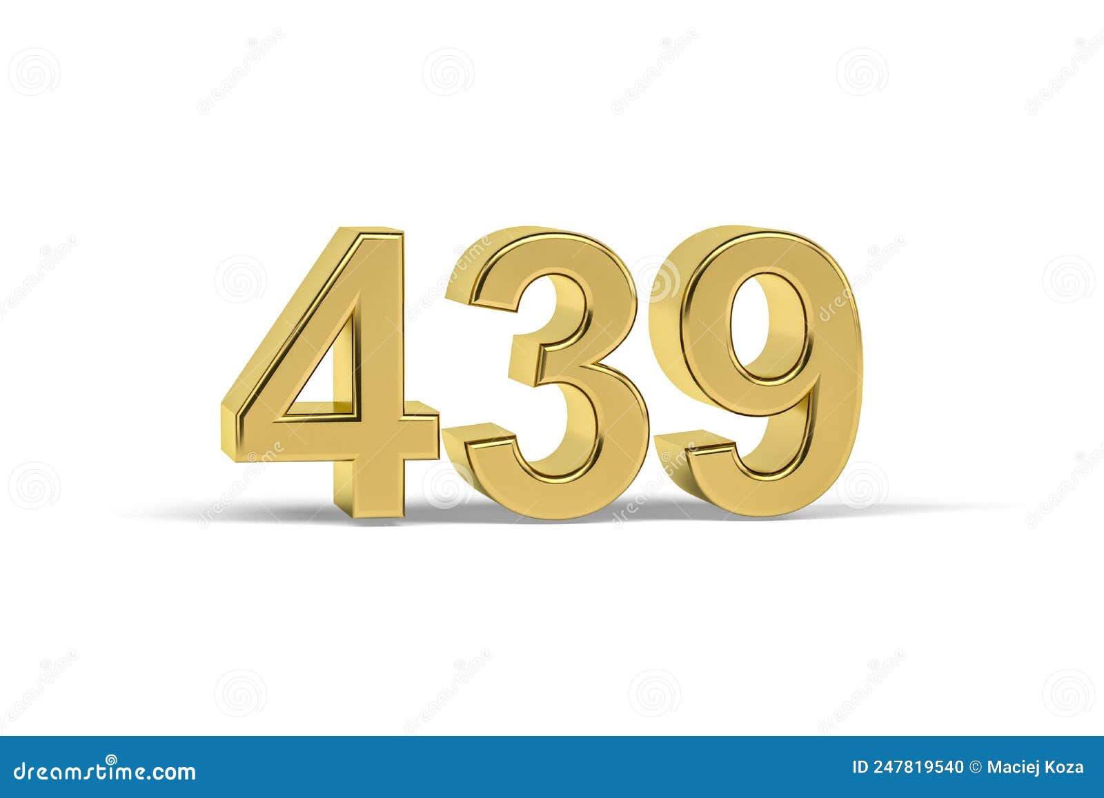 Golden 3d Number 439 - Year 439 Isolated on White Background Stock ...
