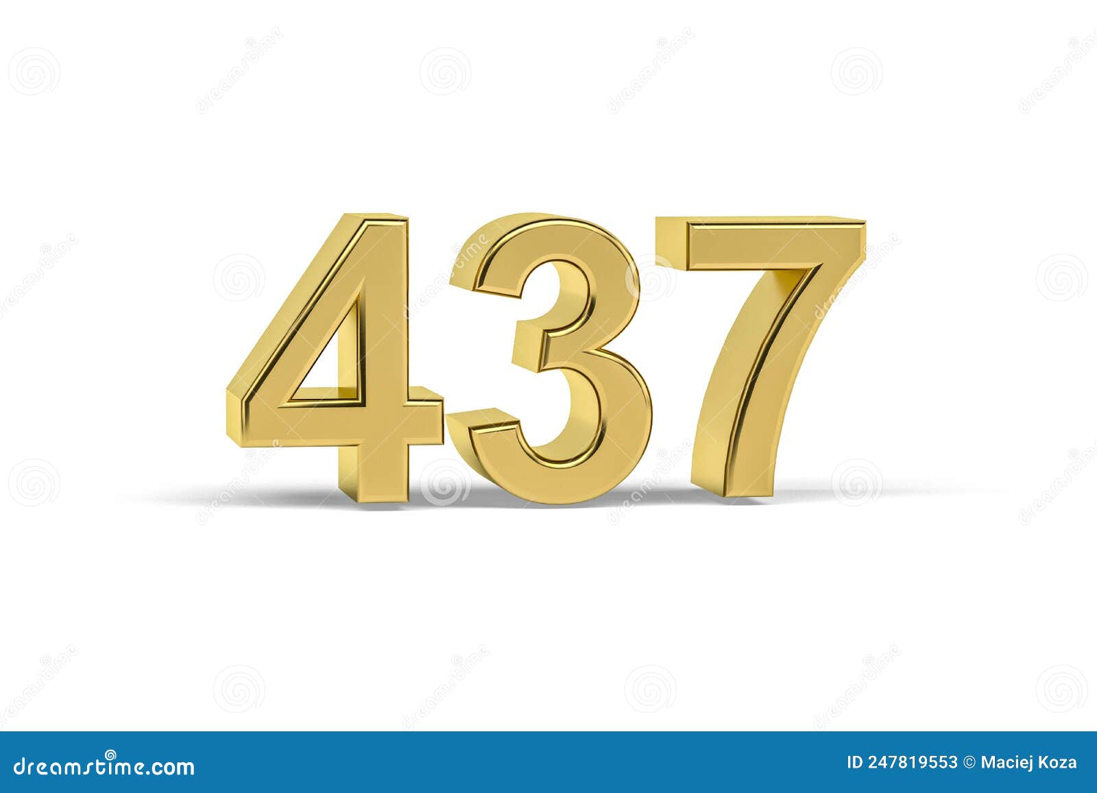 Golden 3d Number 437 - Year 437 Isolated on White Background Stock ...